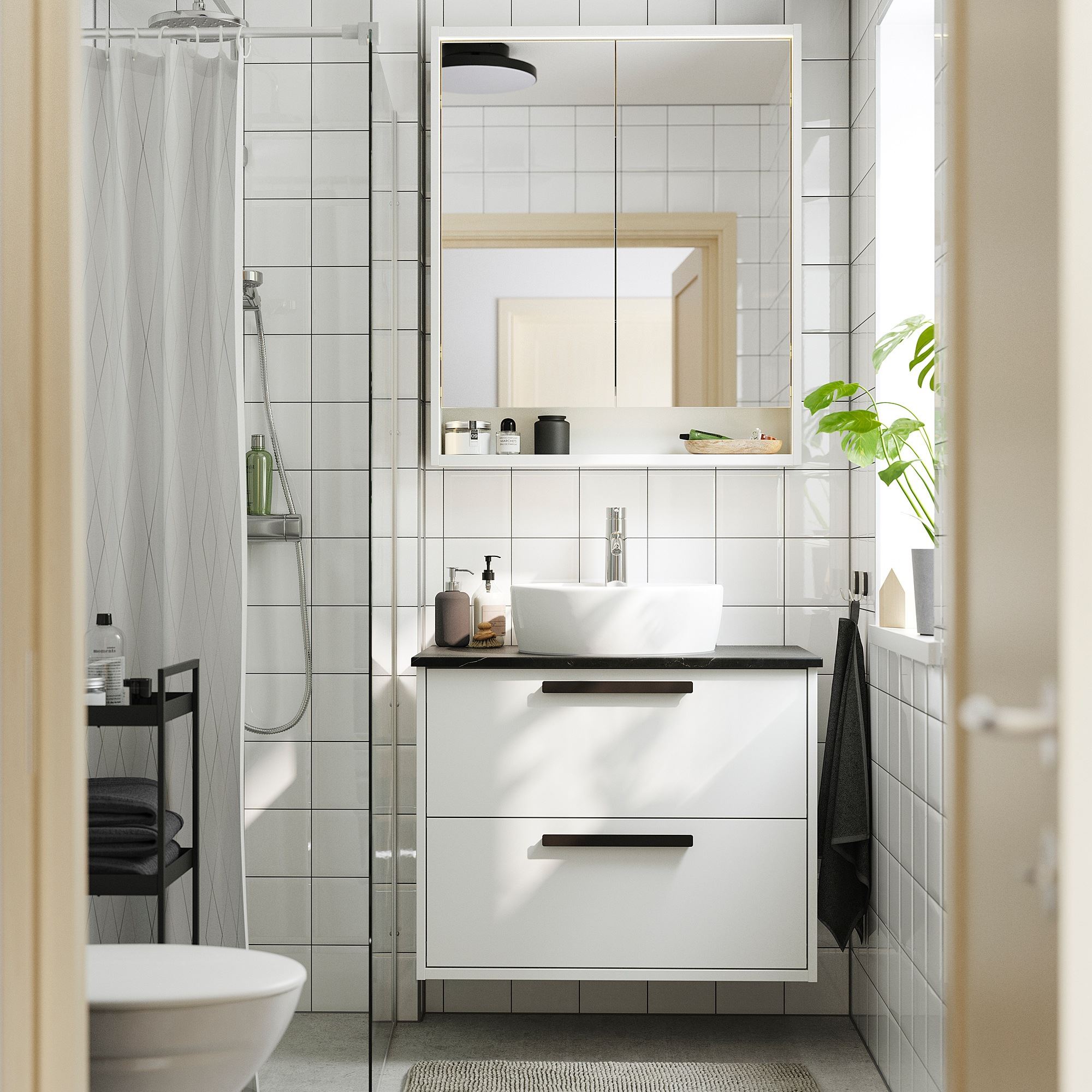 HAVBACK/TOLKEN/TÖRNVIKEN white-black marble appearance 82x49x79 cm wash ...