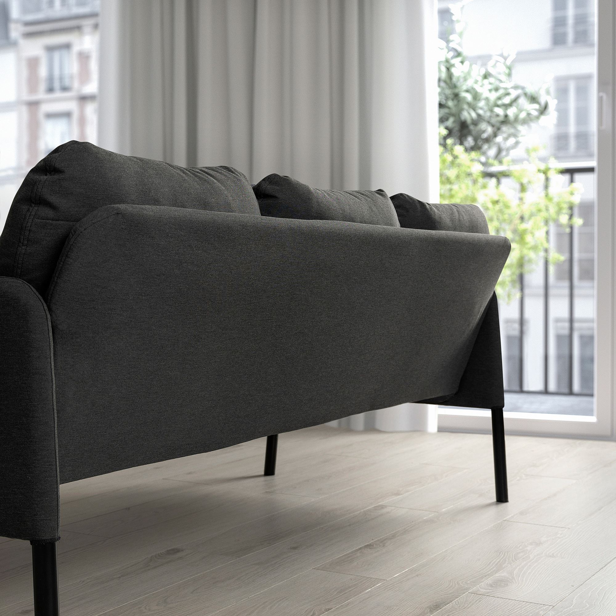 GLOSTAD knisa koyu gri 3'lü kanepe - 40573285 | IKEA