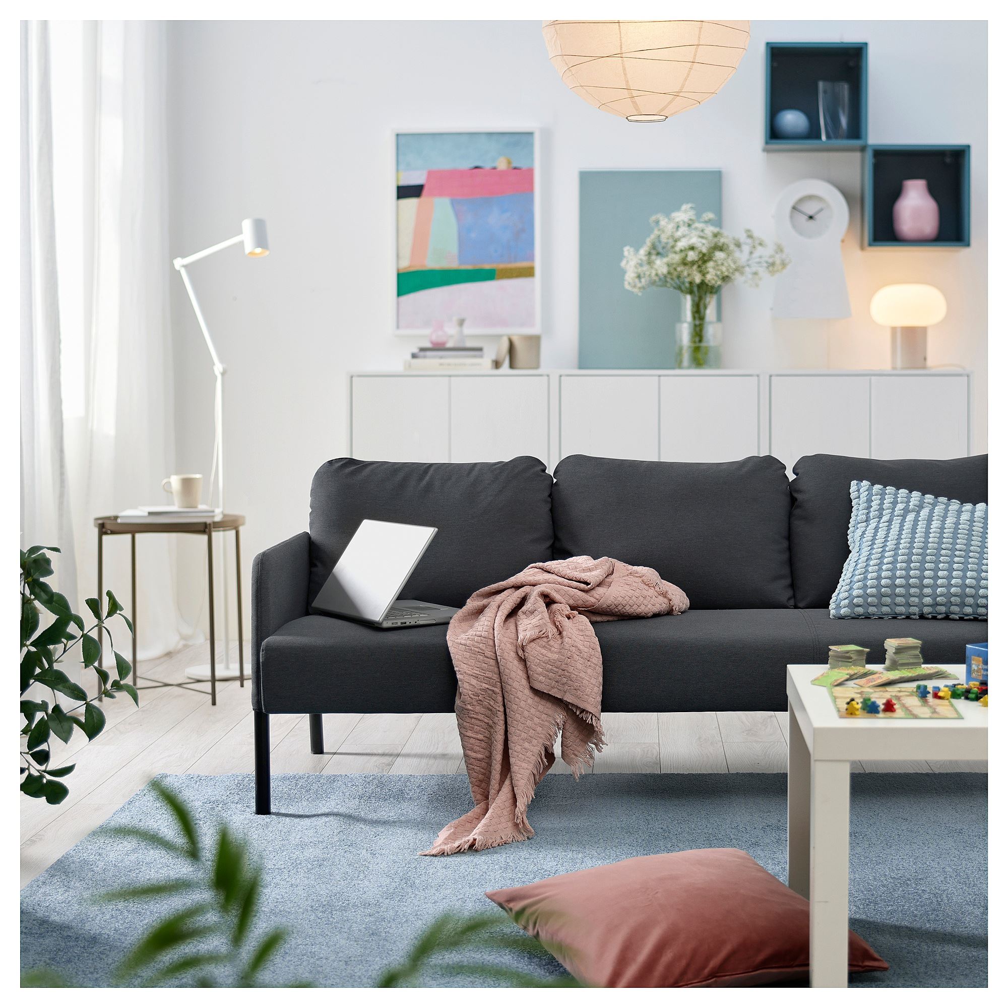 GLOSTAD knisa dark grey 3-seat sofa - 40573285 | IKEA
