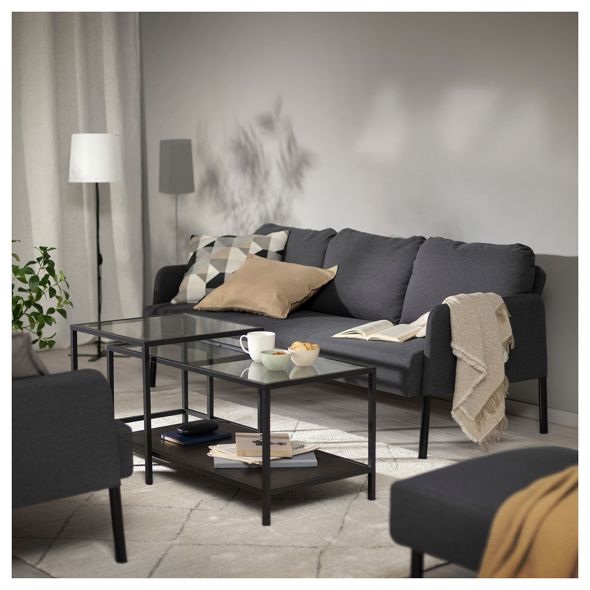 GLOSTAD knisa dark grey 3-seat sofa - 40573285 | IKEA