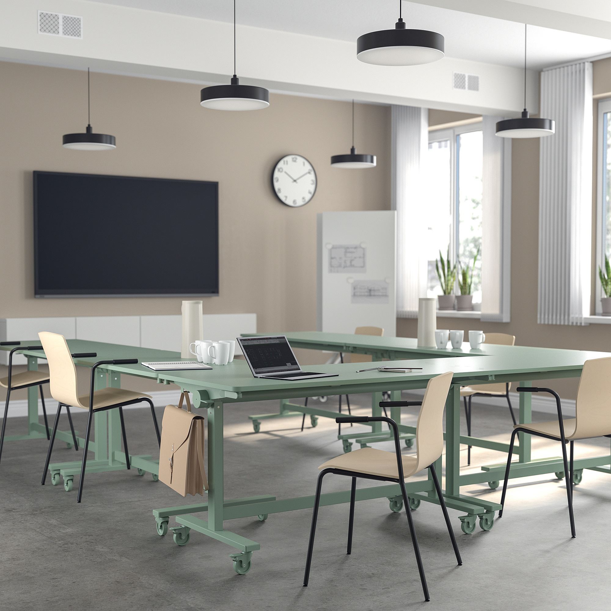 MITTZON yeşil 140x70 cm tekerlekli katlanır masa - 80527951 | IKEA