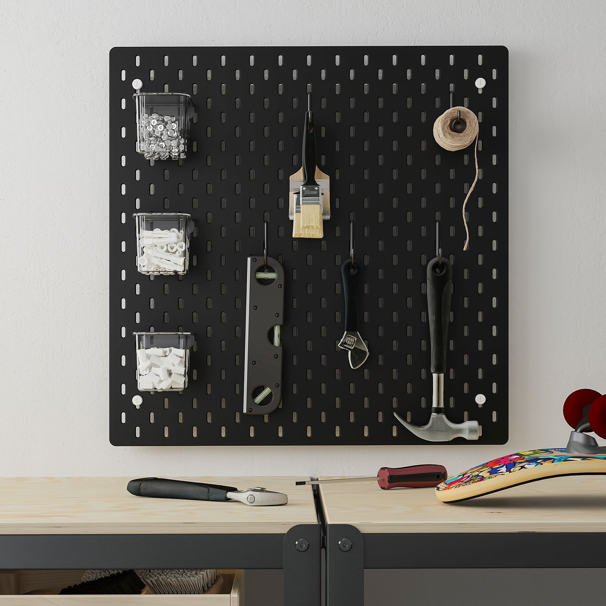 SKADIS black 56x56 cm pegboard - 09546505 | IKEA