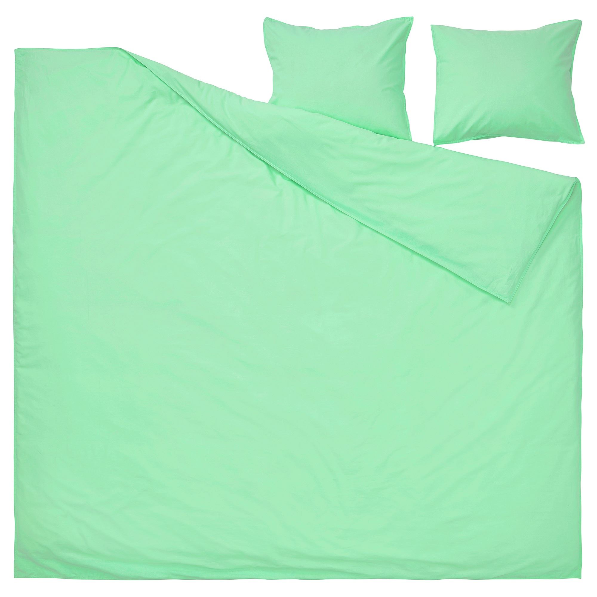 ANGSLILJA light green 240x220/50x60 cm double quilt cover and 2 ...
