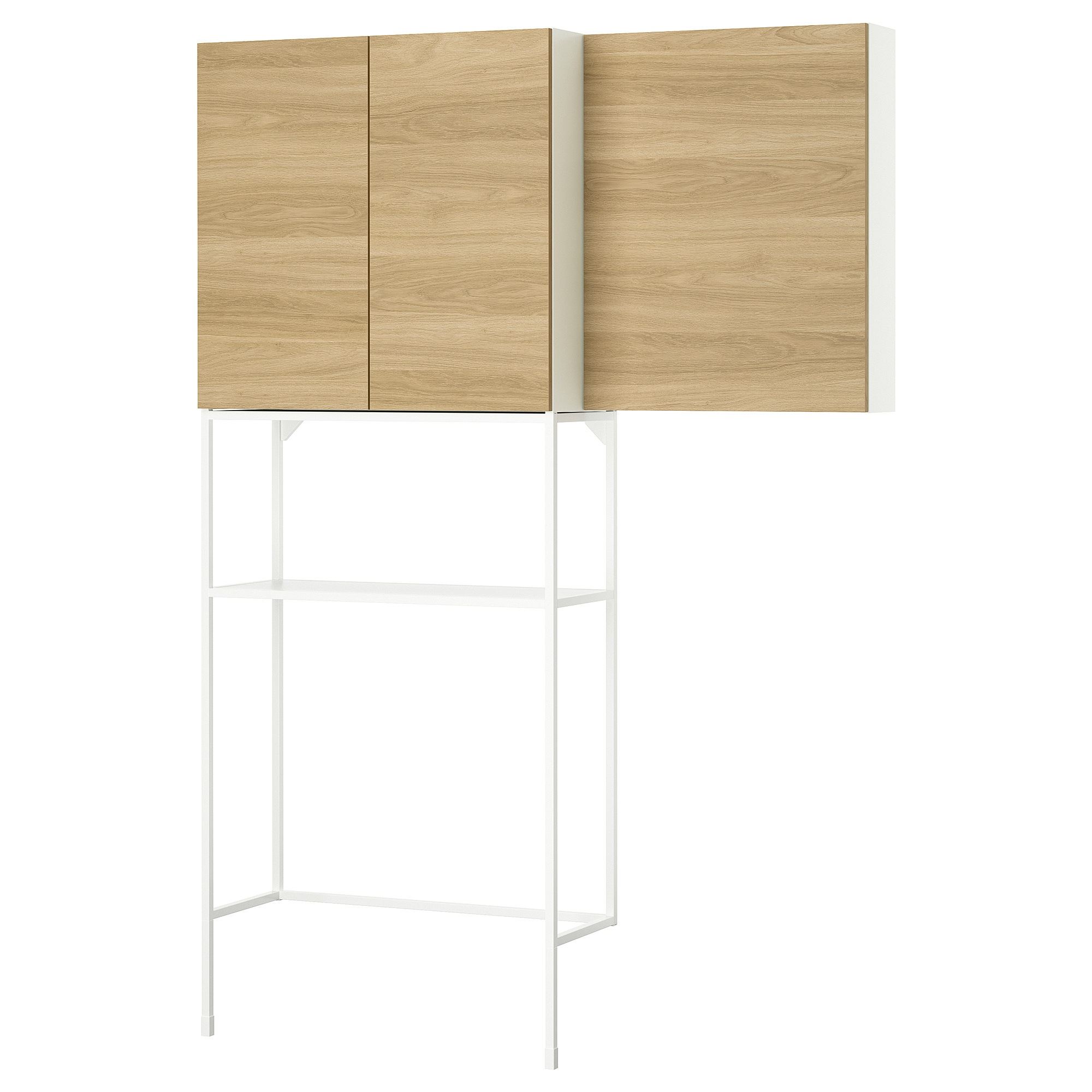 ENHET beyaz-meşe görünümlü 140x32x204 cm çamaşır odası ve banyo için ...