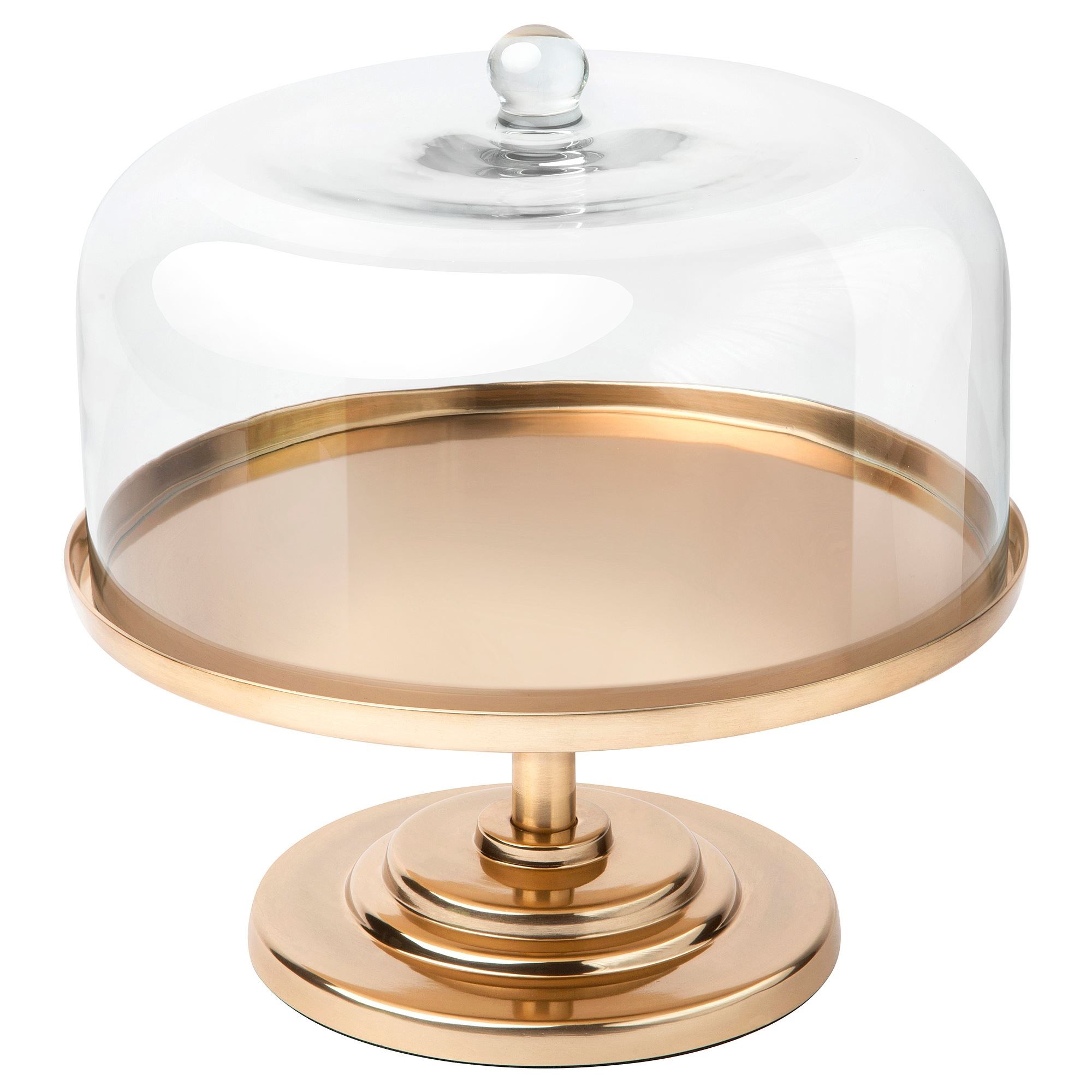 GOKVALLA glass-gold colour 27 cm cake carrier - 80568932 | IKEA