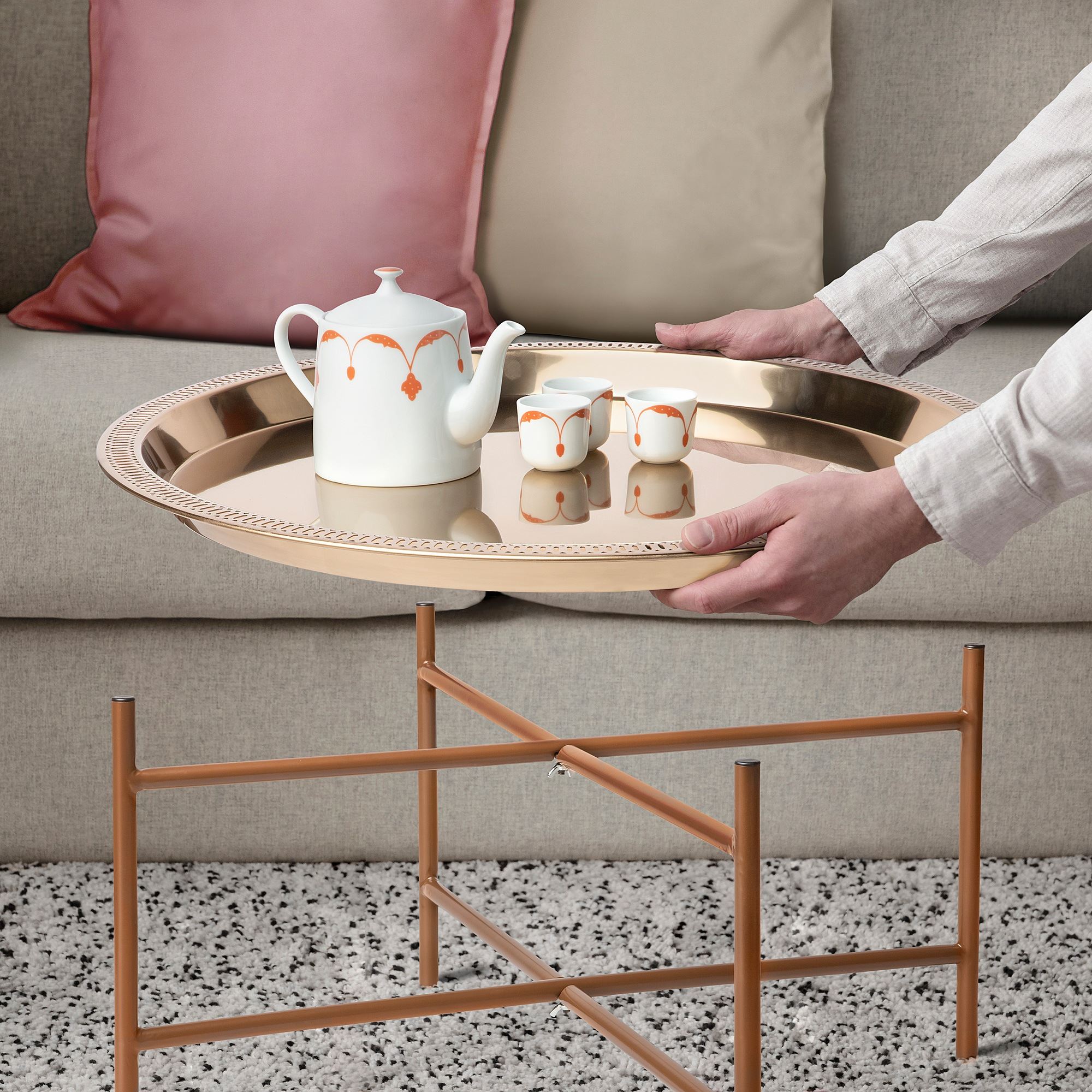 GOKVALLA bakır rengi 65x33 cm tepsili sehpa - 00569006 | IKEA