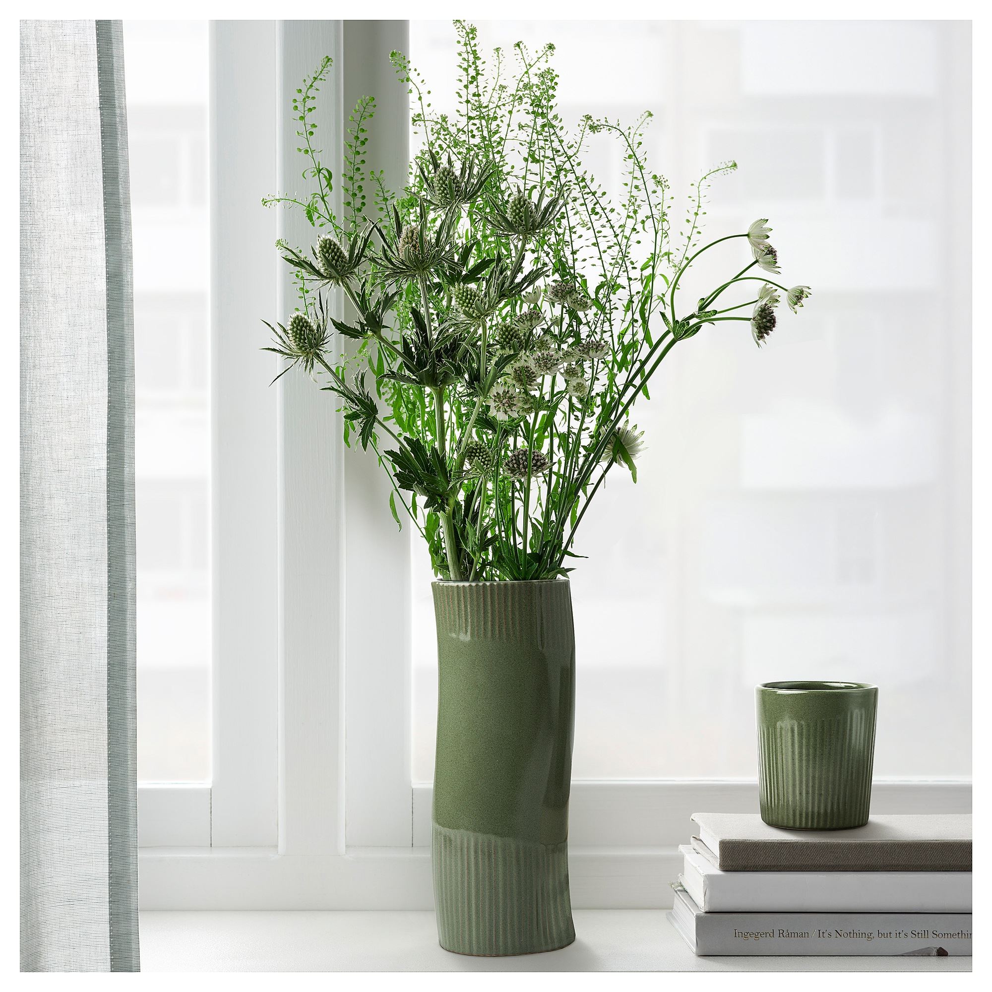 FRÖDD koyu yeşil 21 cm seramik vazo - 60581821 | IKEA