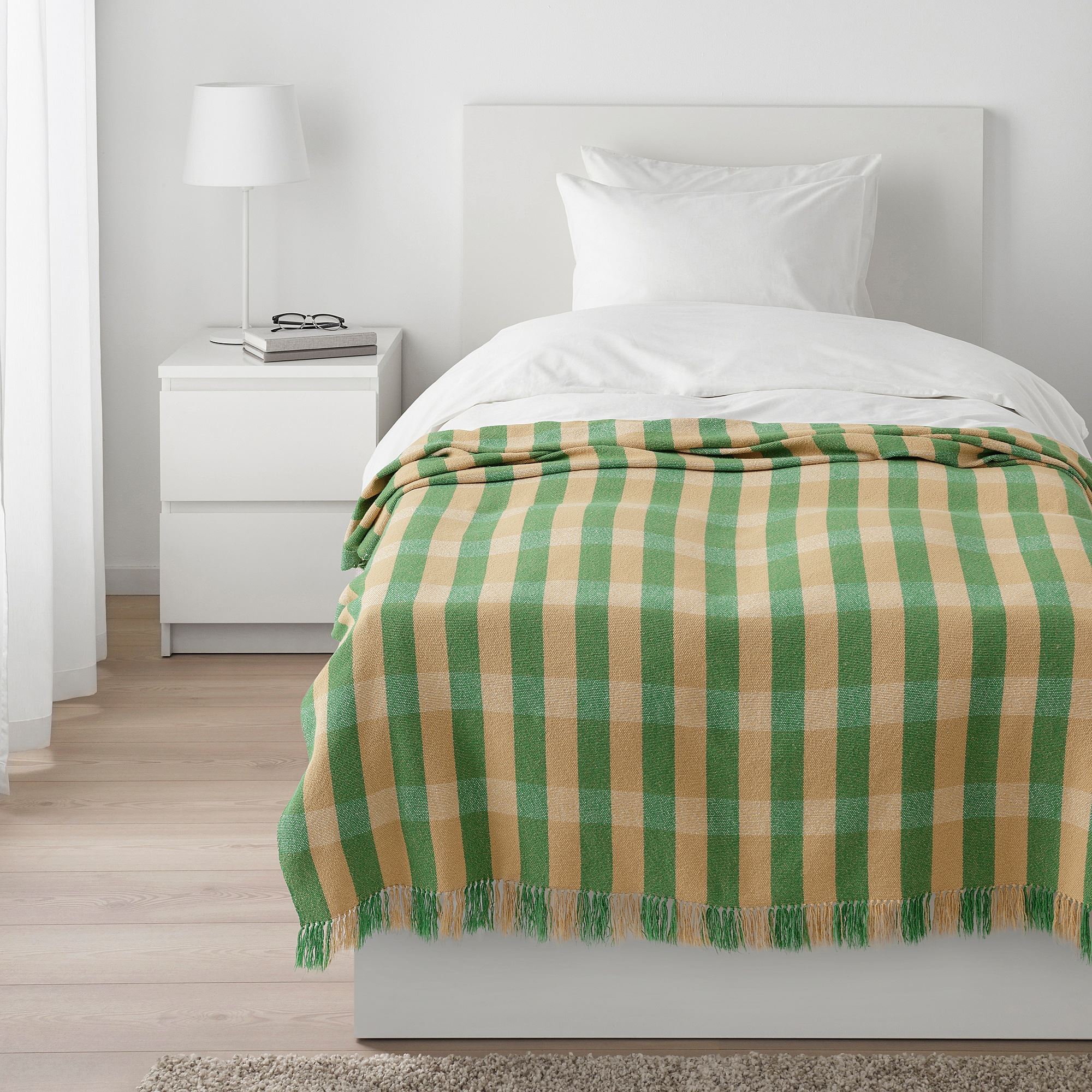 FRÖDD green-striped 130x180 cm throw - 90581216 | IKEA
