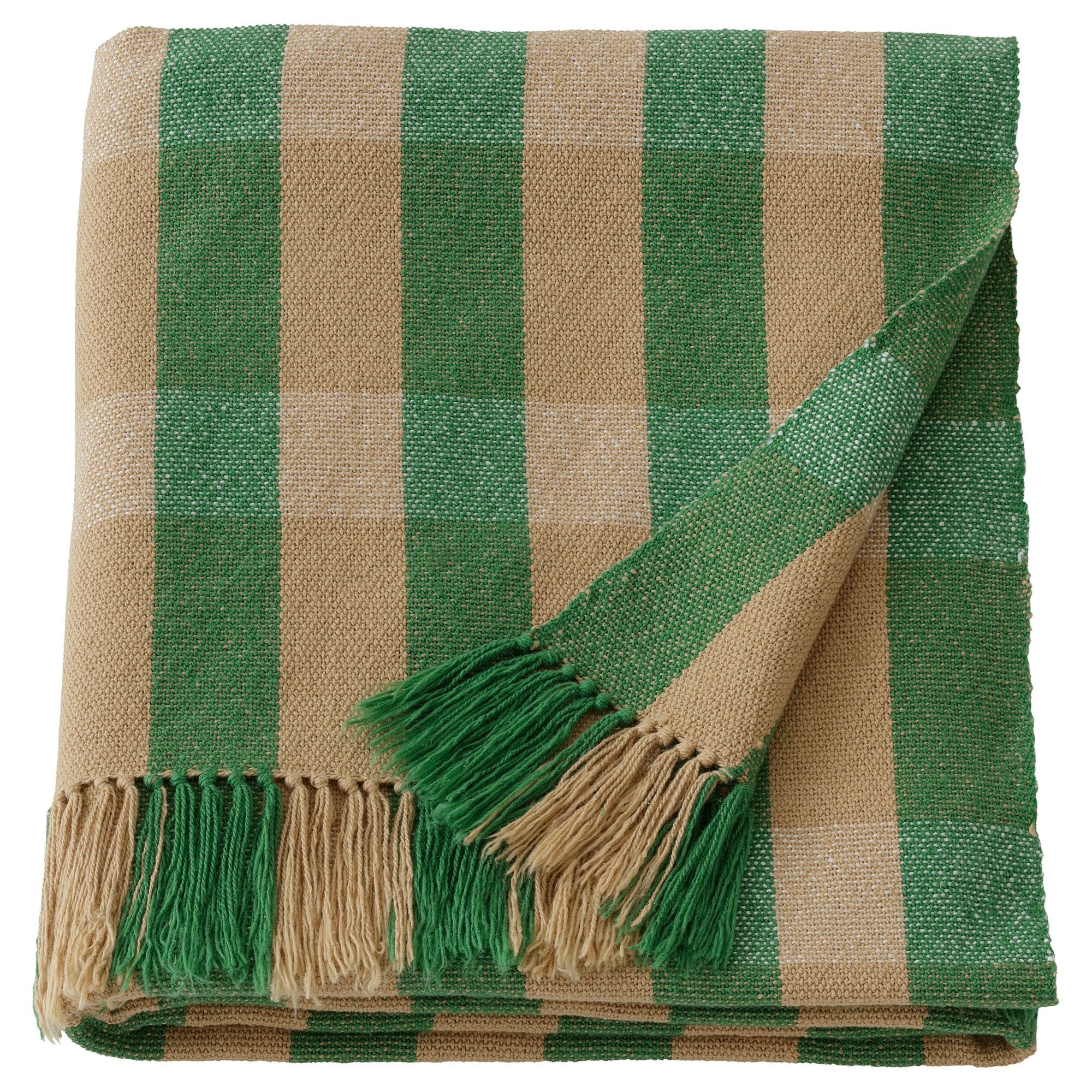 FRÖDD green-striped 130x180 cm throw - 90581216 | IKEA