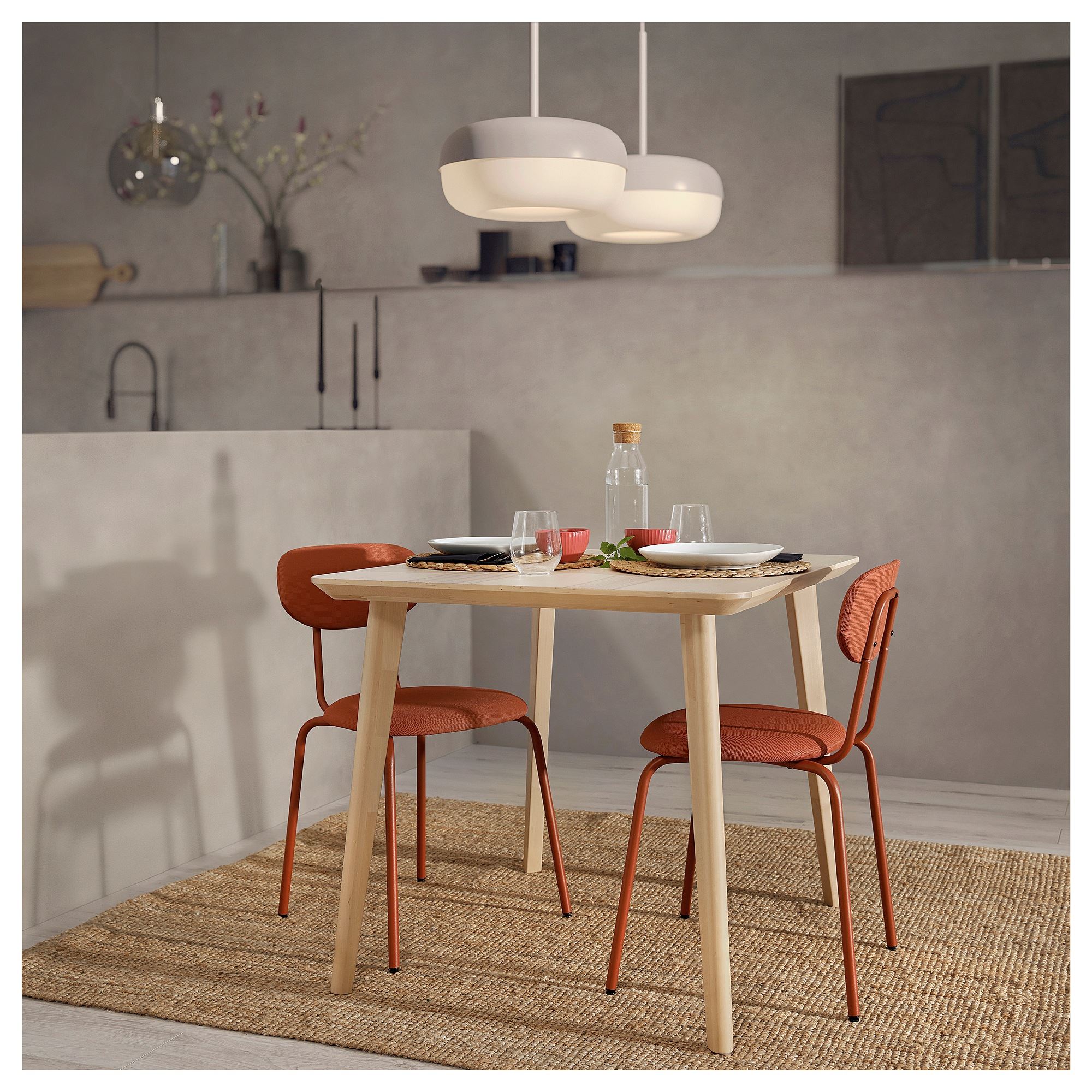 LISABO/ÖSTANÖ ash veneer-Remmarn red/brown 2 chairs kitchen table set - 09545054 | IKEA