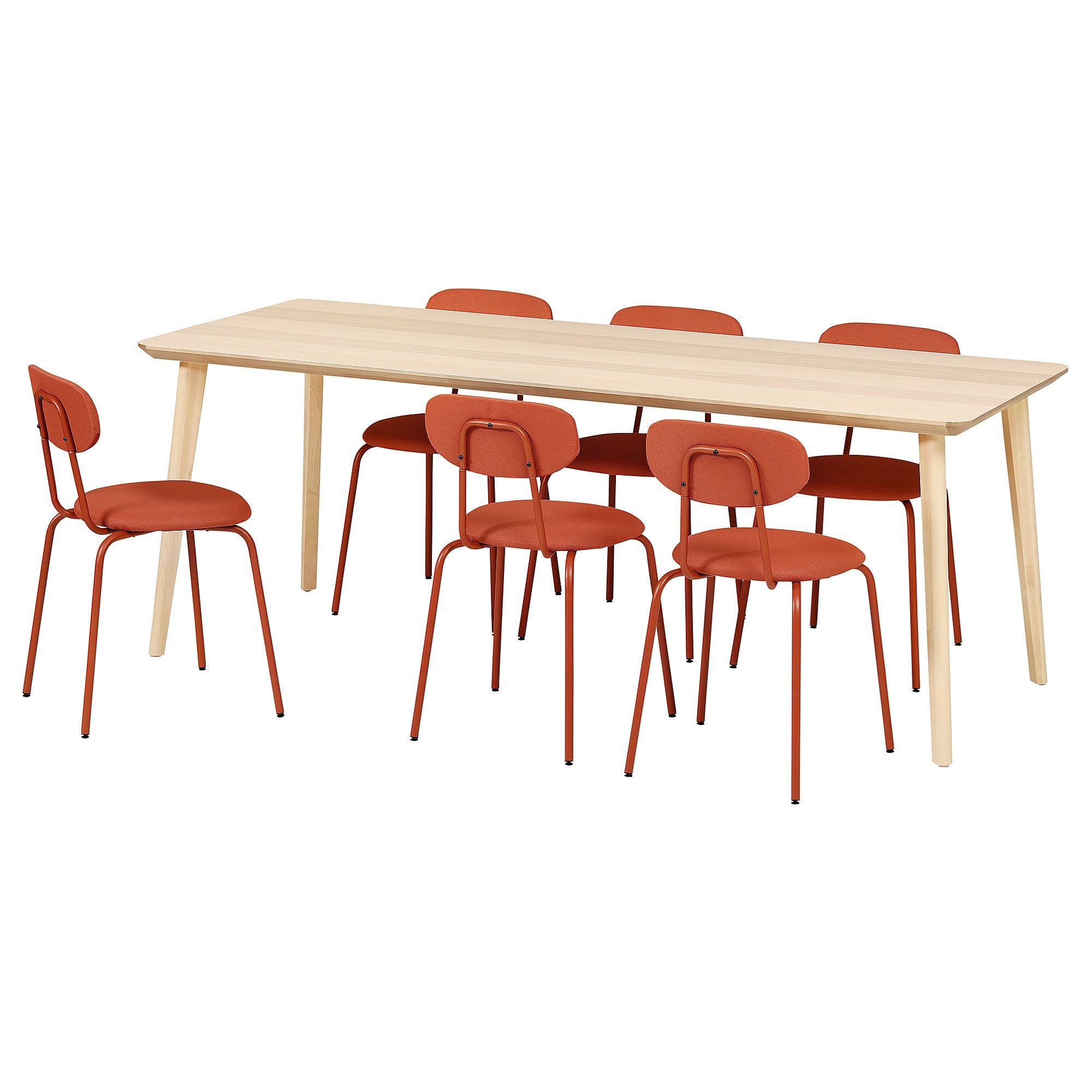 LISABO/ÖSTANÖ ash-Remmarn red/brown 6 chairs dining set - 89545074 | IKEA