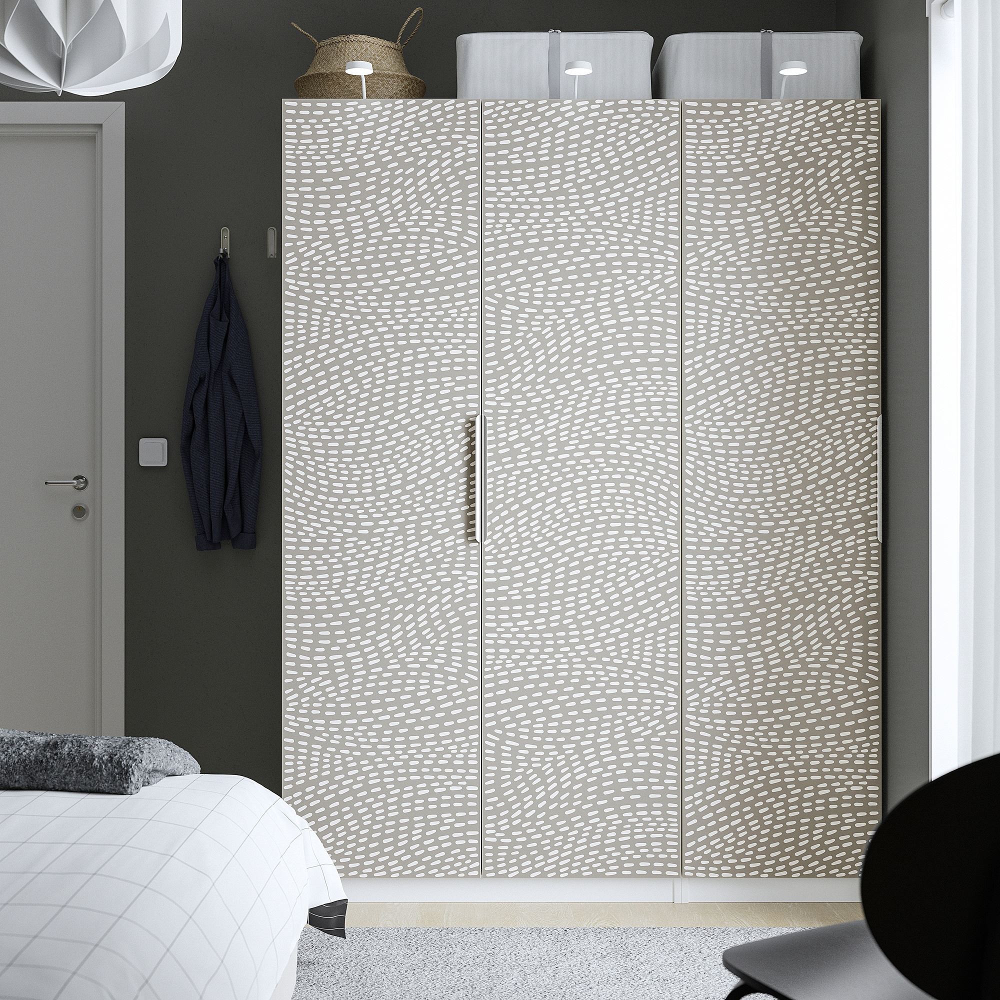 MISTUDDEN grey-patterned 50x195 cm wardrobe door - 00568549 | IKEA