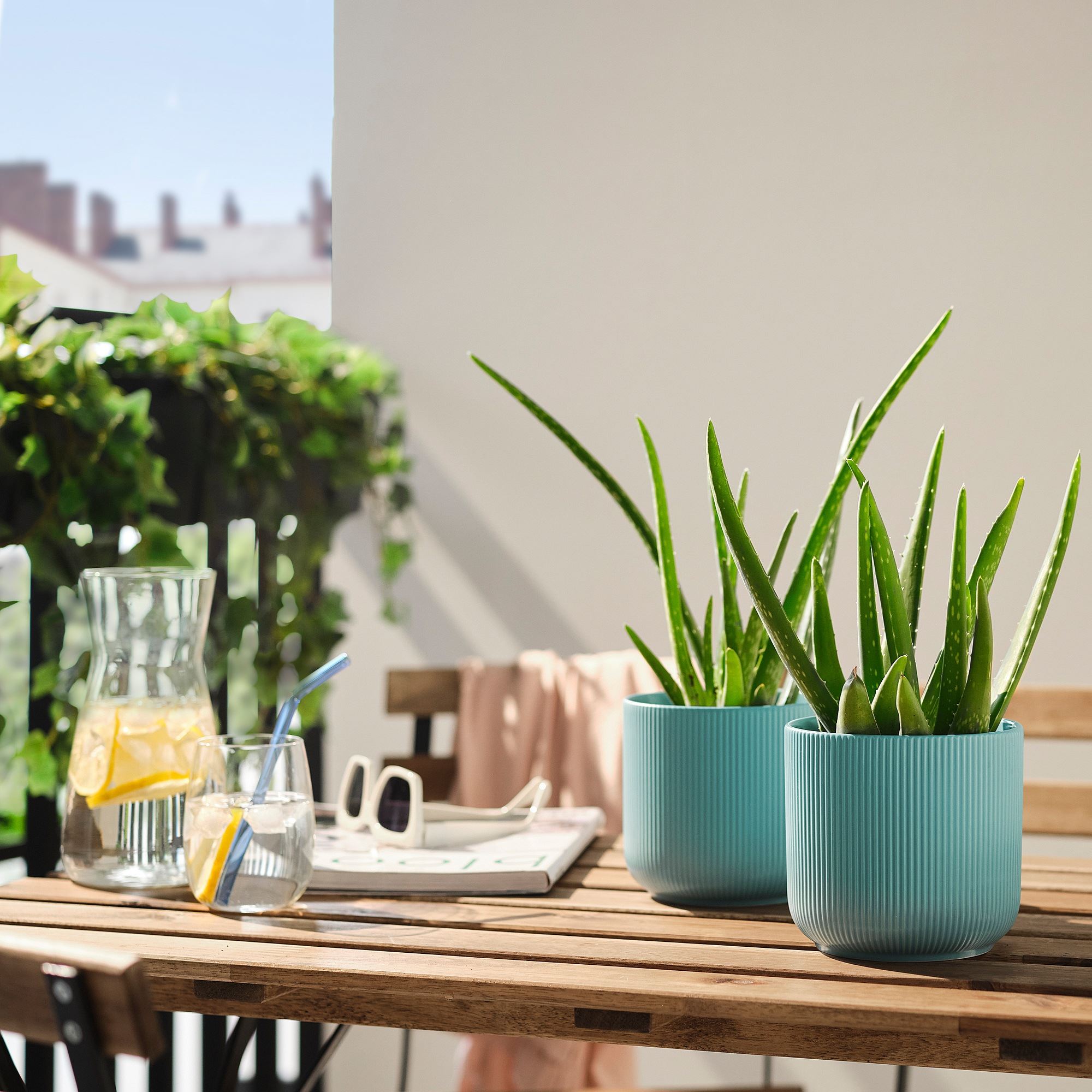 GRADVIS blue-turquoise 12 cm stoneware plant pot - 40569330 | IKEA