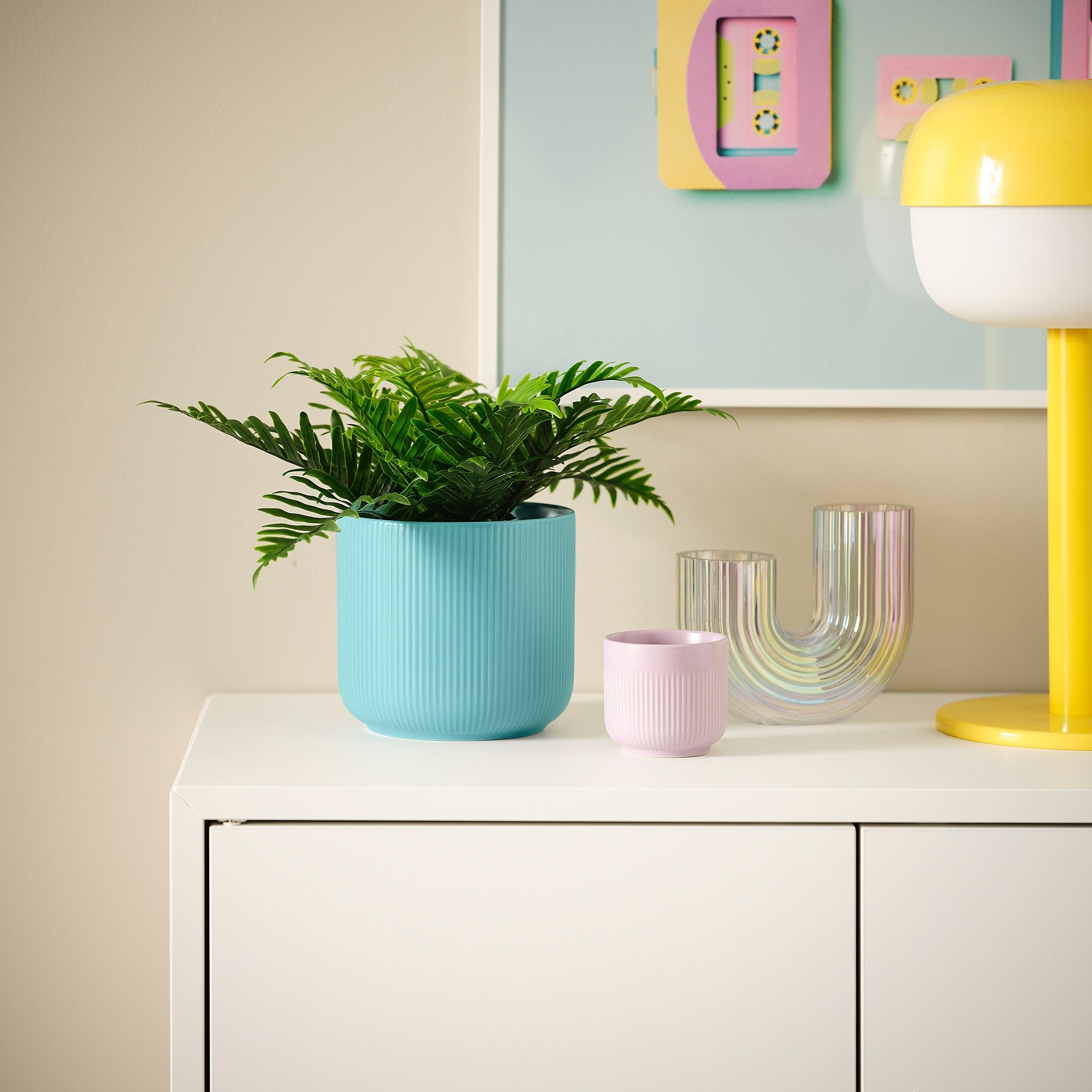 GRADVIS blue-turquoise 12 cm stoneware plant pot - 40569330 | IKEA