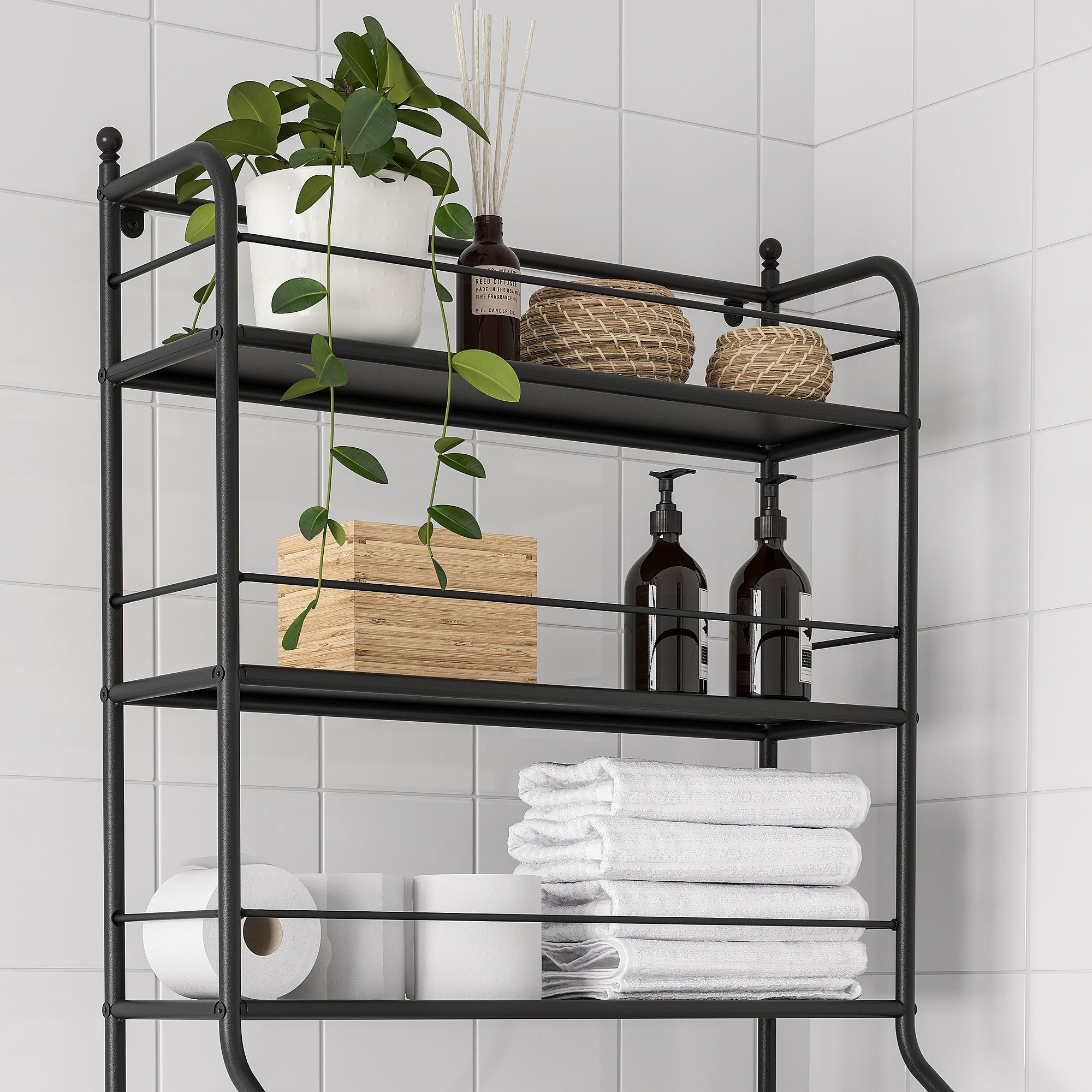 FRÖSJÖN black 65x156 cm shelving unit - 60574905 | IKEA