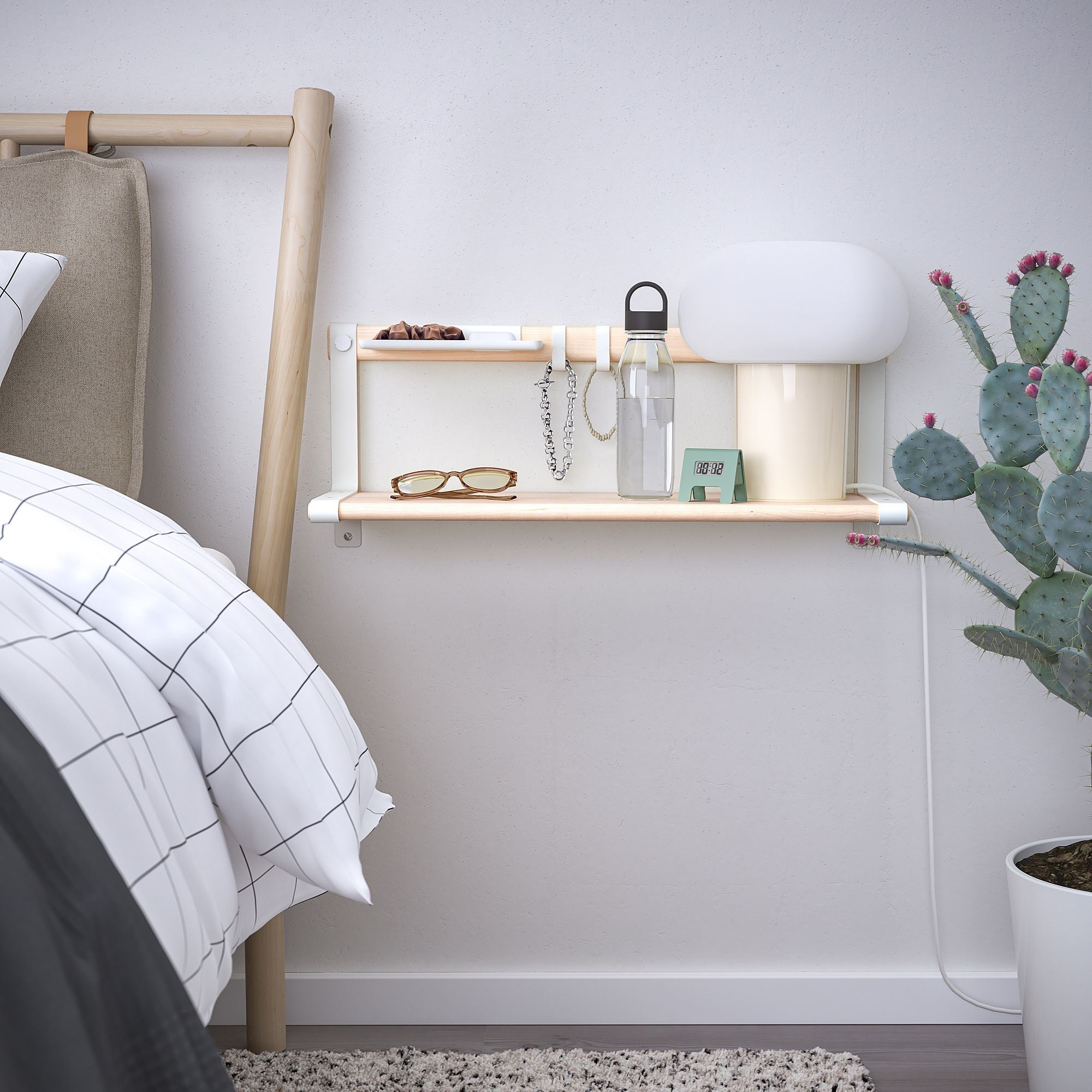 SKOMAKARE beyaz-meşe 65x26 cm duvar rafı - 80550197 | IKEA