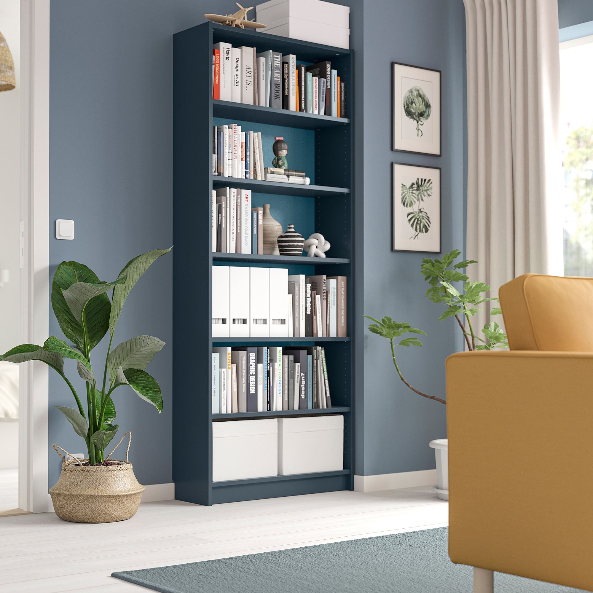 BILLY blue/black 80x28x202 cm bookcase - 30504527 | IKEA