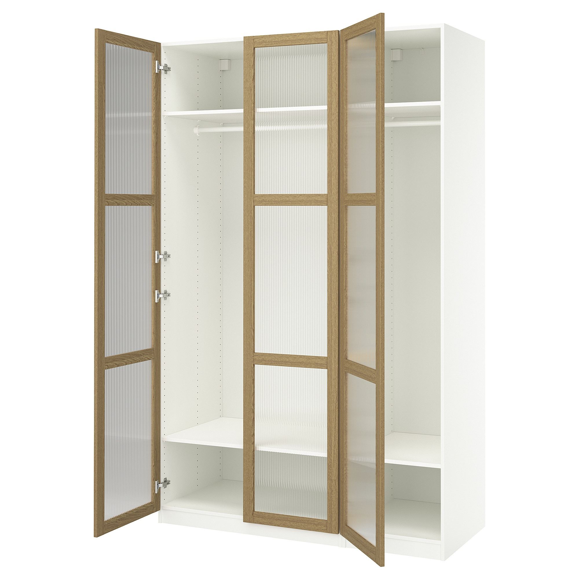 PAX/TONSTAD beyaz-meşe kaplama cam 150x60x236 cm PAX gardırop ...