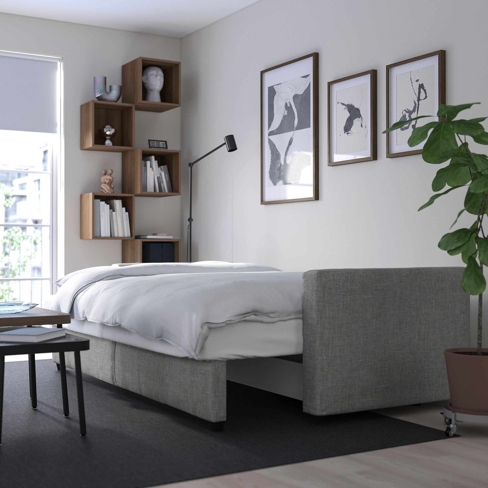 FRIHETEN faringe light grey 3-seat sofa-bed - 60551225 | IKEA