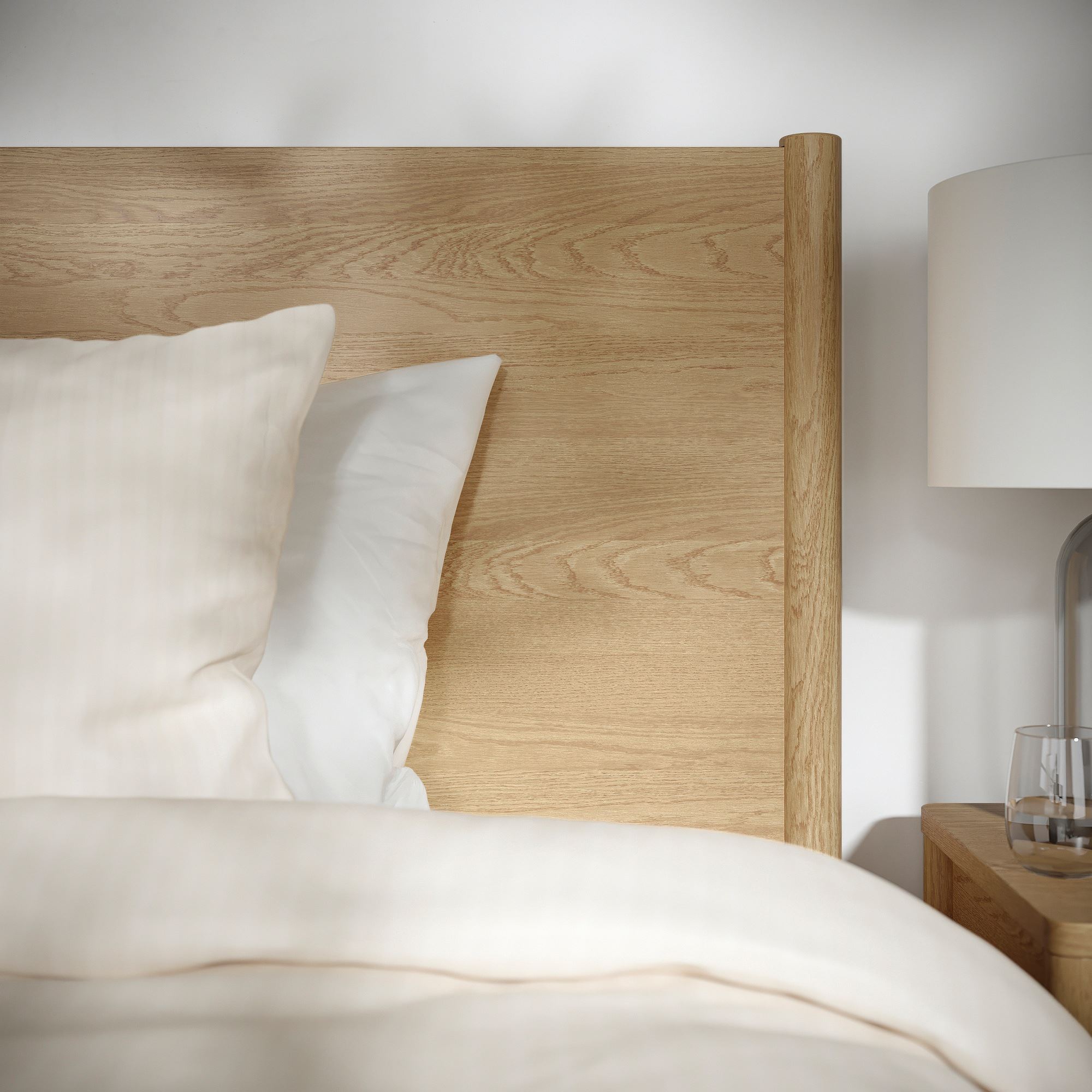 TONSTAD/LINDBADEN oak veneer 180x200 cm double bed base - 29496689 | IKEA