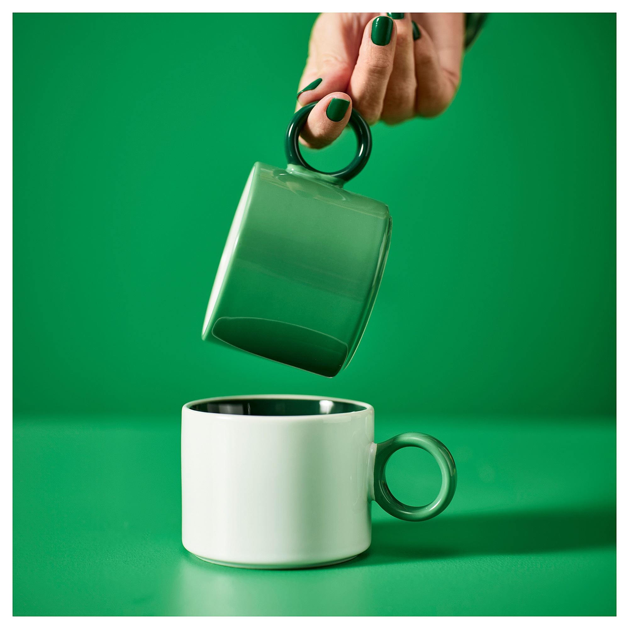PIGGAL white/green 30 cl cup set - 50561828 | IKEA