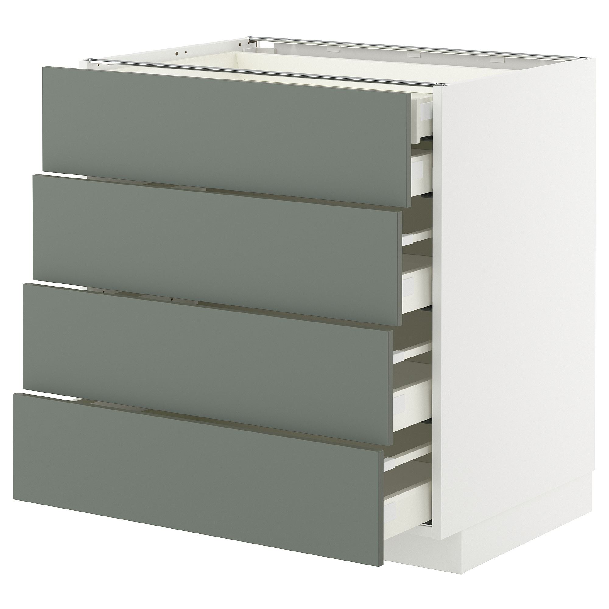 METOD/MAXIMERA NICKEBO matt grey-green 80x60 cm base cabinet with ...