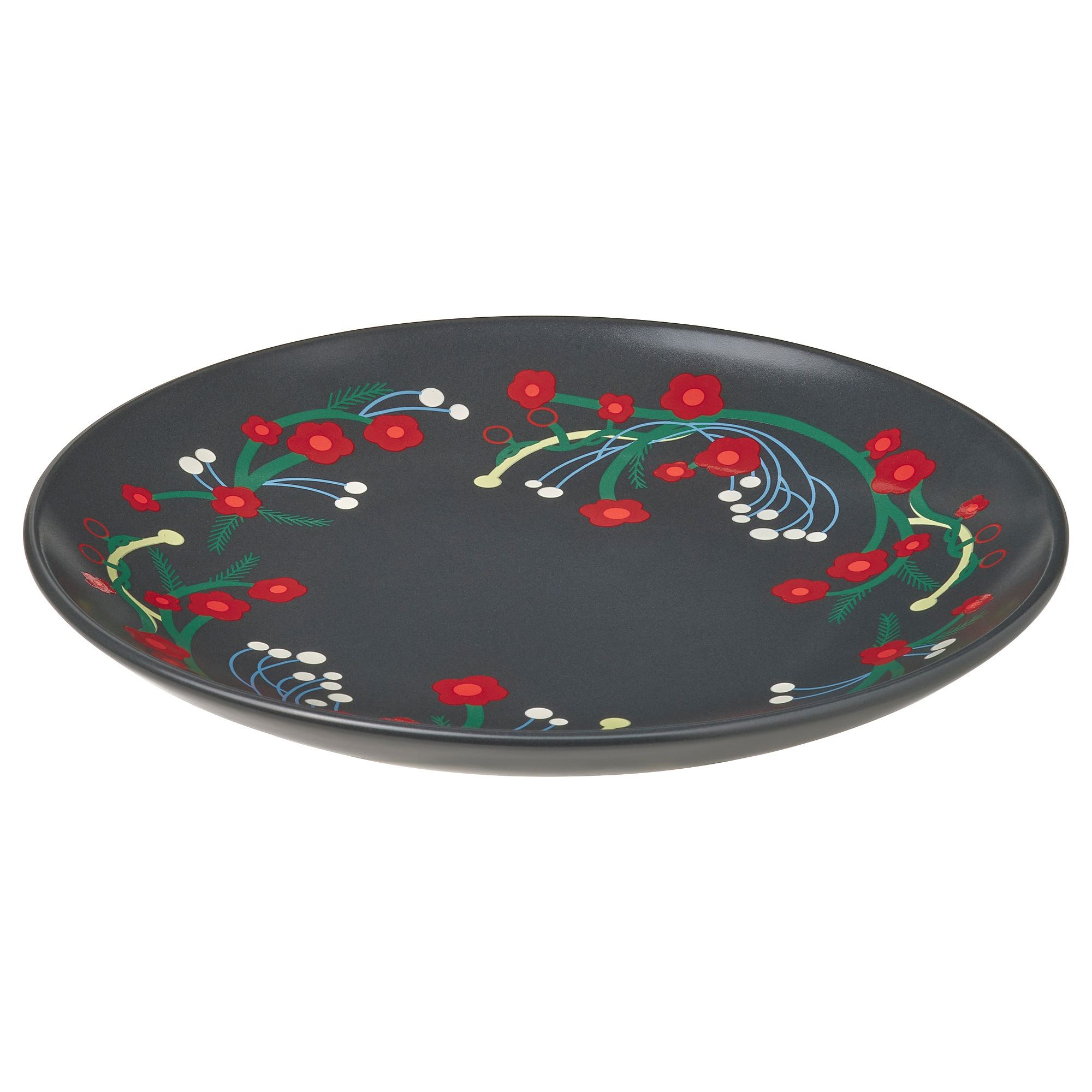 VINTERFINT flower pattern-dark grey 20 cm side plate - 10580112 | IKEA