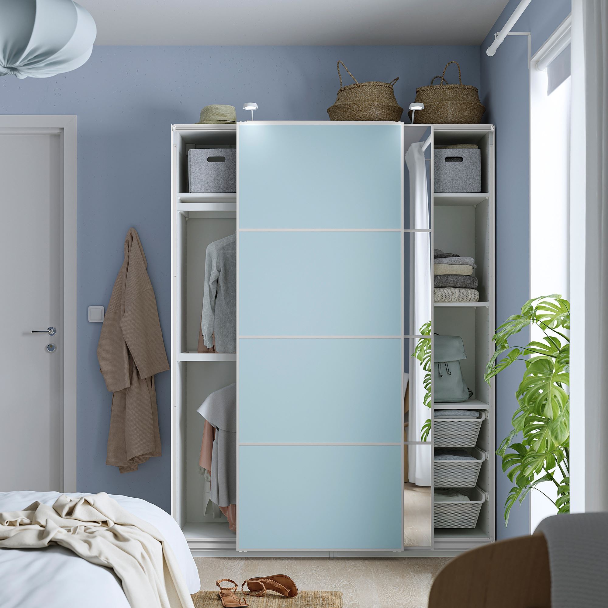 PAX/MEHAMN/AULI white-light blue 150x44x201 cm PAX sliding door ...