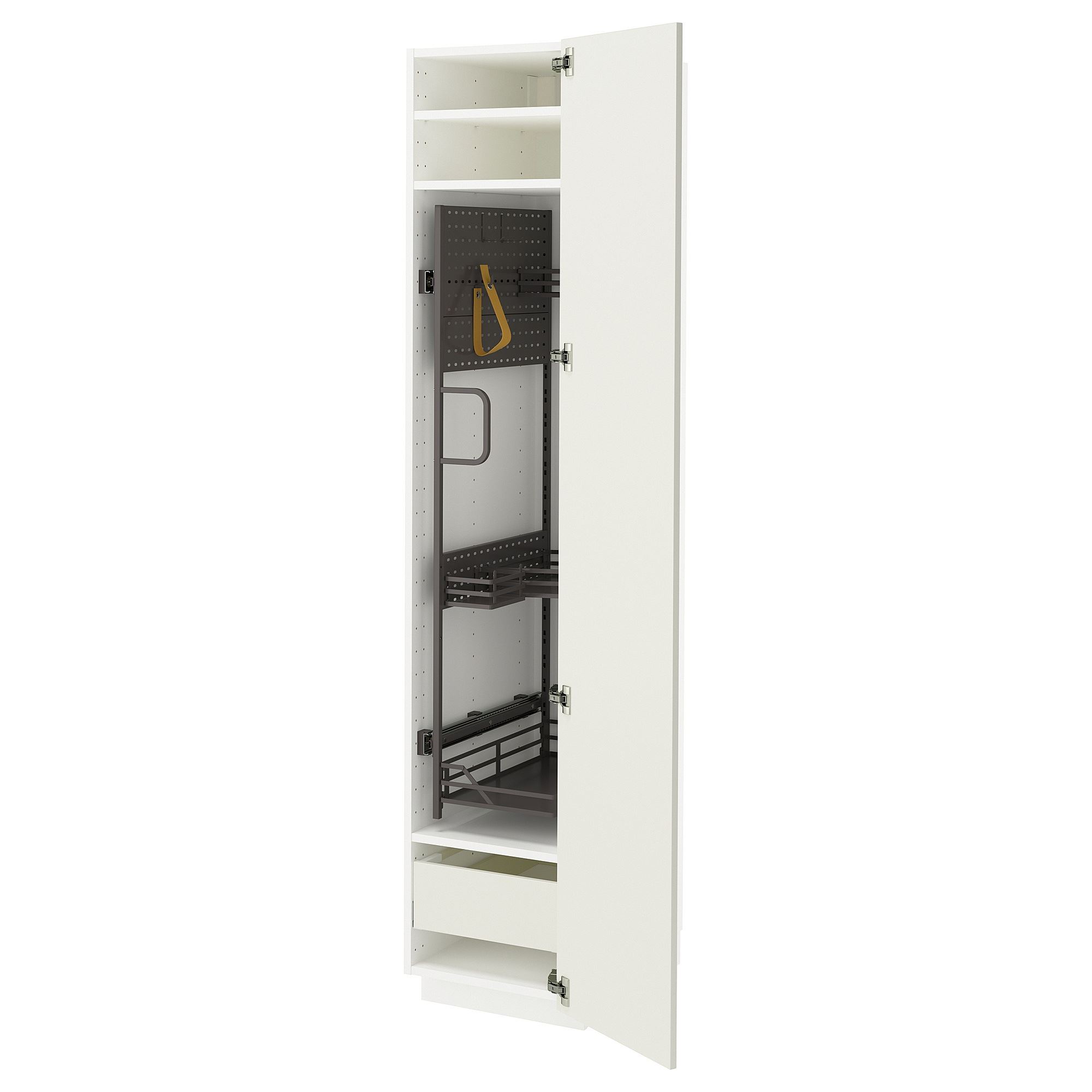 METOD/MAXIMERA VEDDINGE white/dark grey 40x60x200 cm cleaning cabinet ...