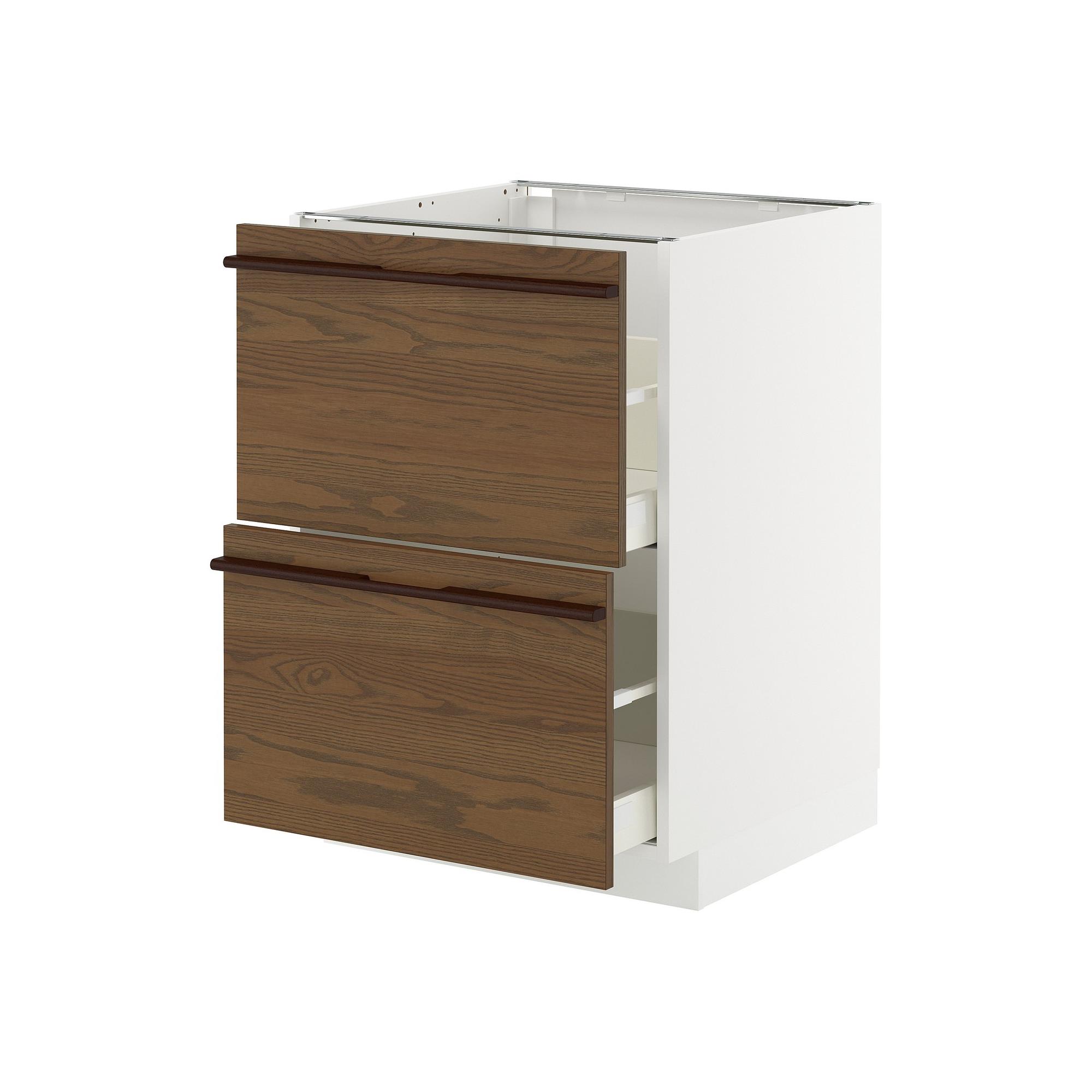 METOD/MAXIMERA STENSTA dark brown-ash veener 60x60 cm base cabinet with ...