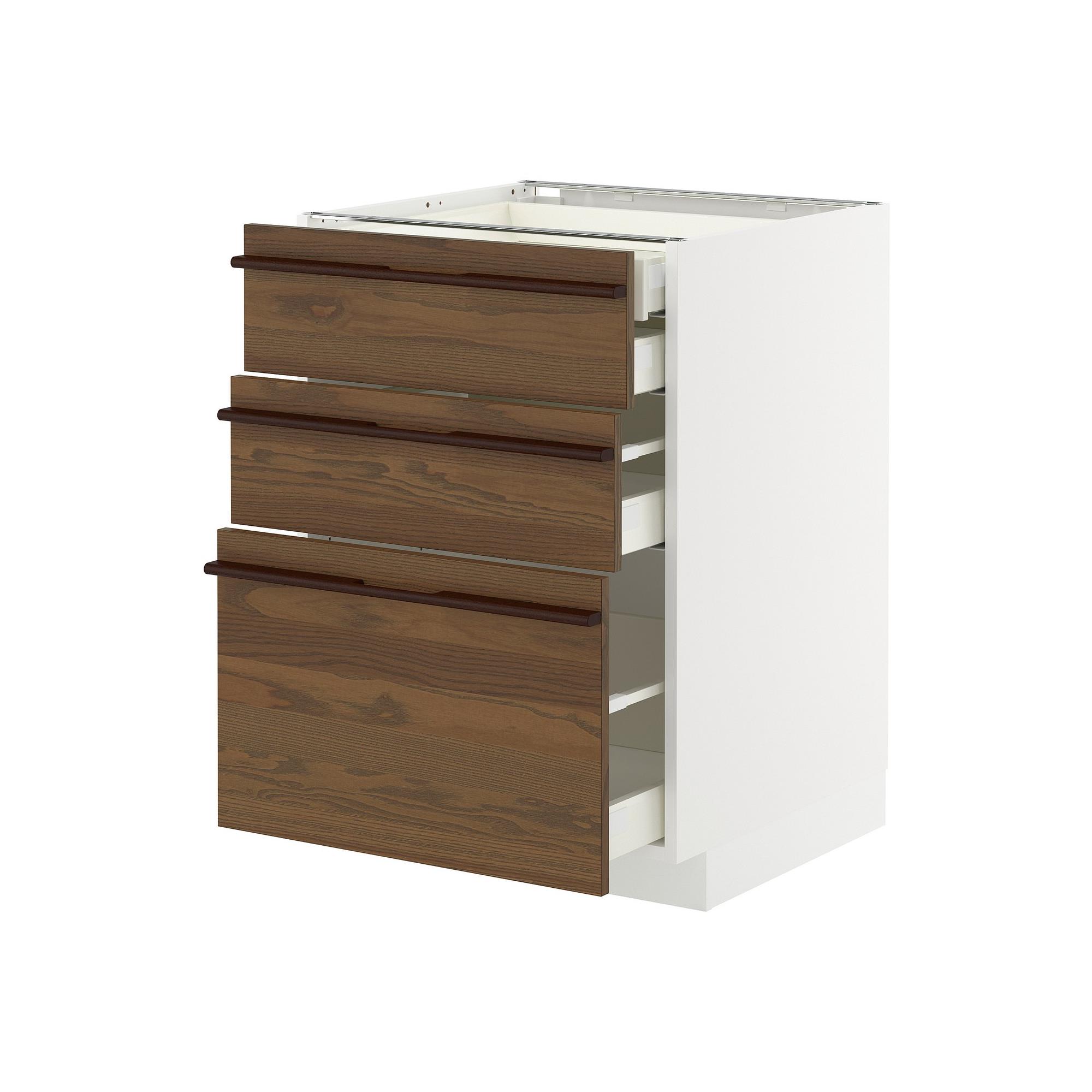 METOD/MAXIMERA STENSTA dark brown-ash veener 60x60 cm base cabinet with ...