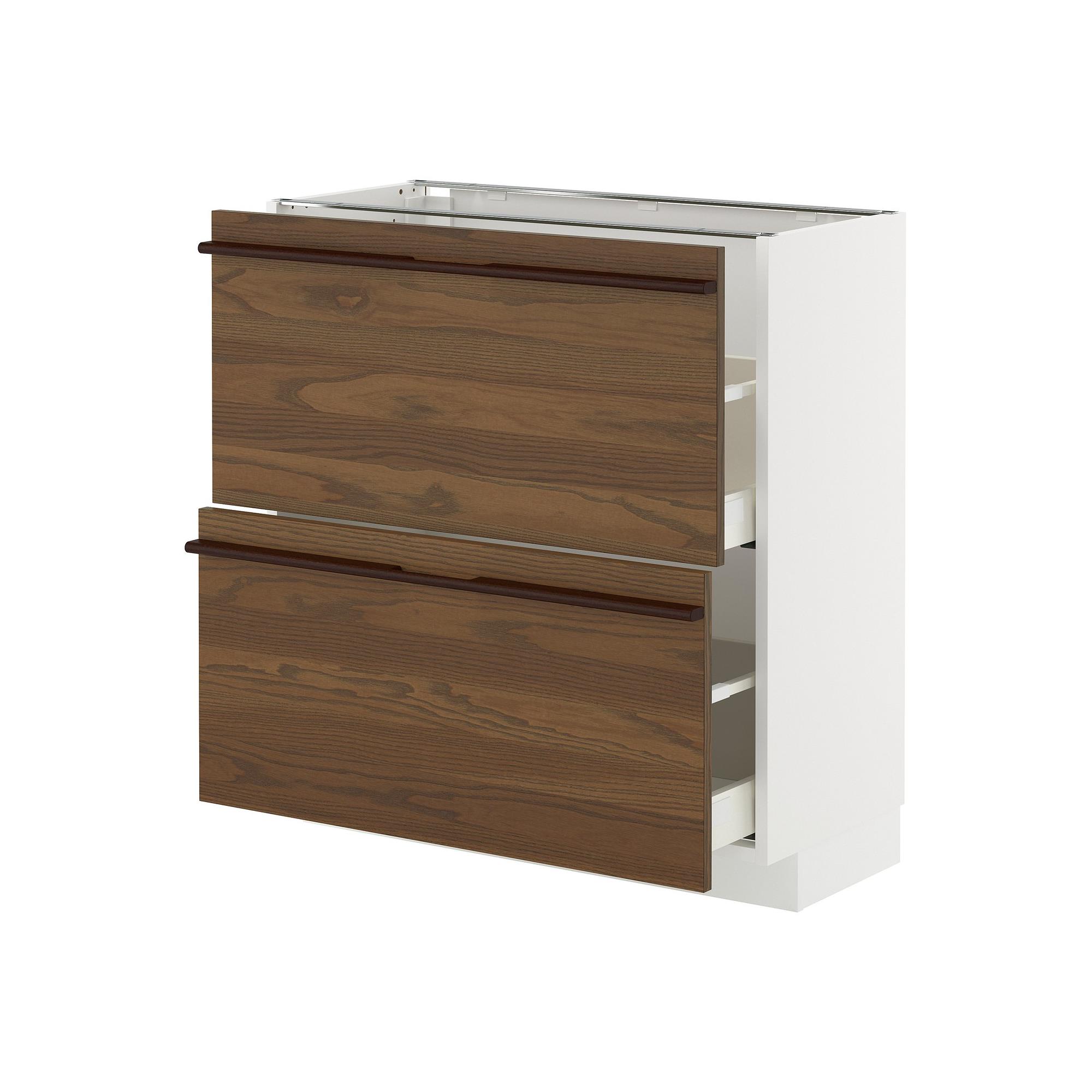 METOD/MAXIMERA STENSTA dark brown-ash veener 80x37 cm base cabinet with ...