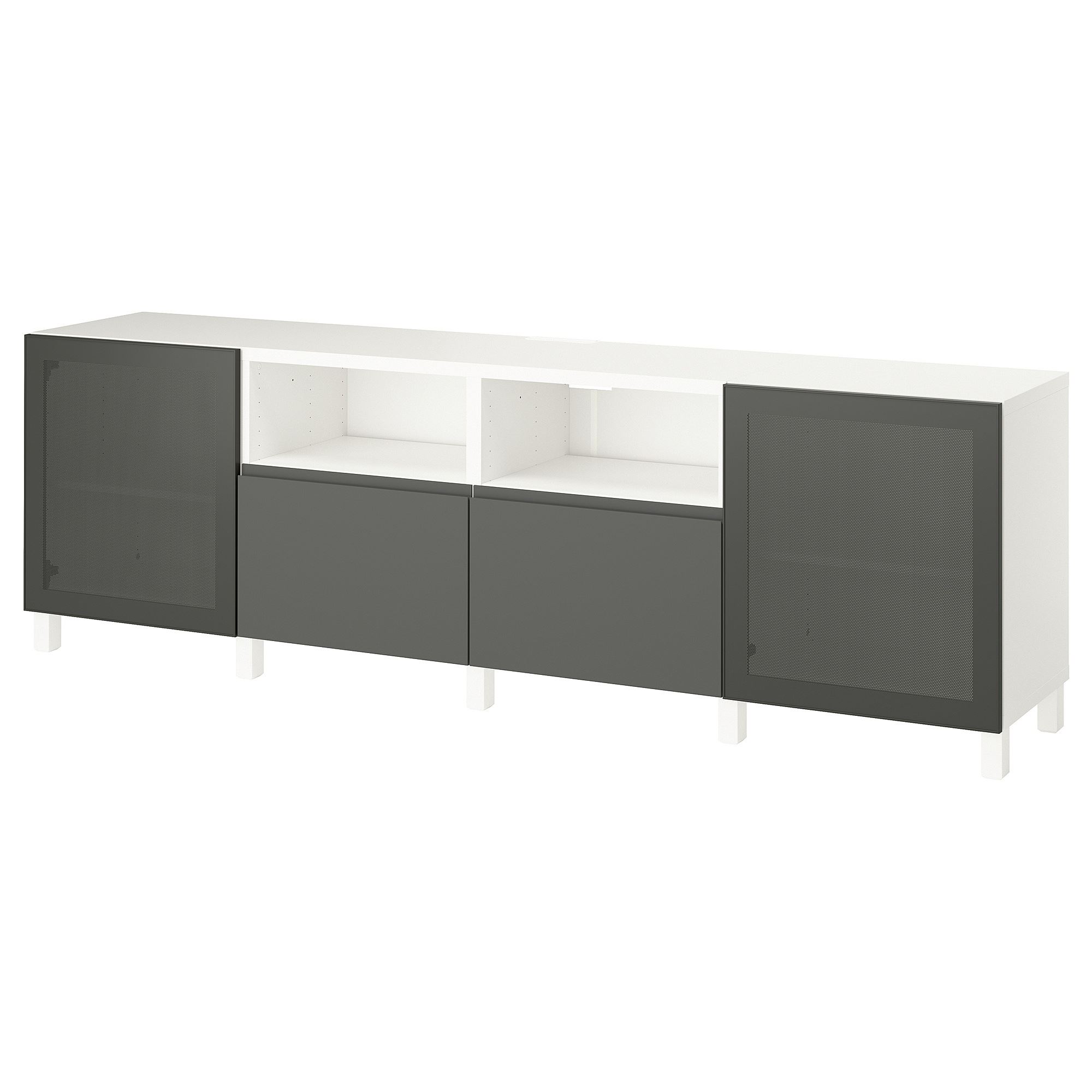 BESTA white/dark grey 240x42x74 cm tv bench - 89575004 | IKEA