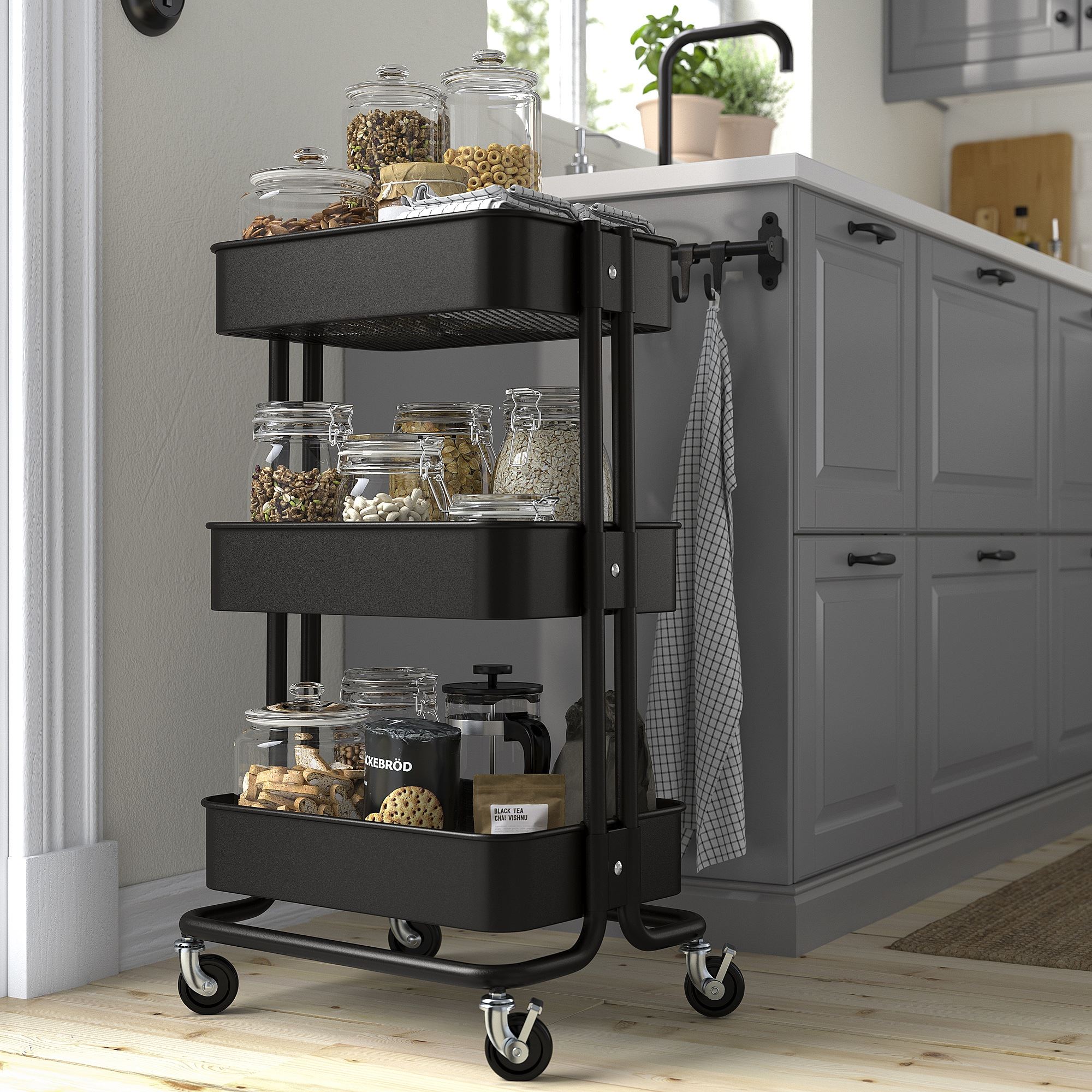 RASKOG black 35x45x77 cm trolley - 40582181 | IKEA