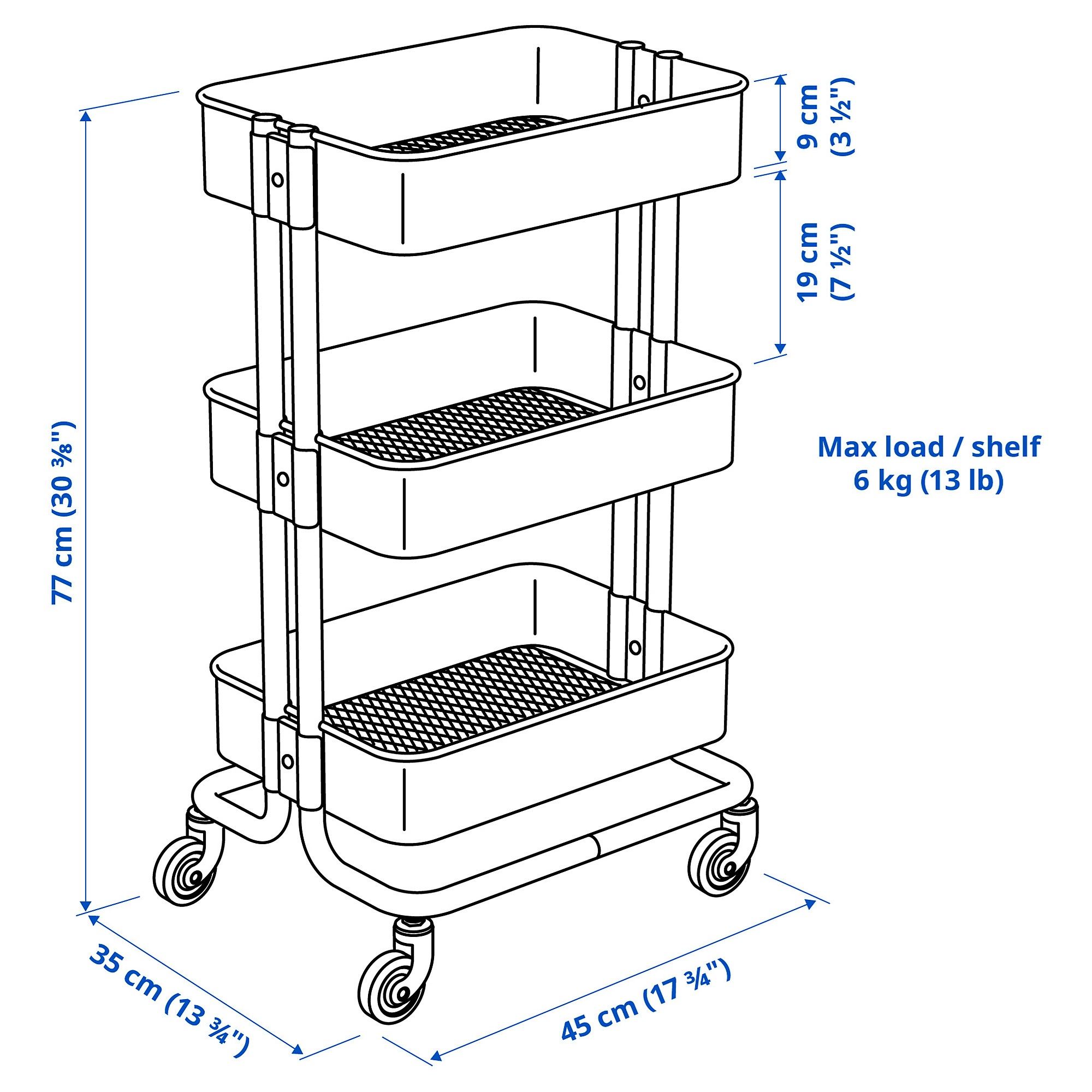 RASKOG white 35x45x77 cm trolley - 29580763 | IKEA
