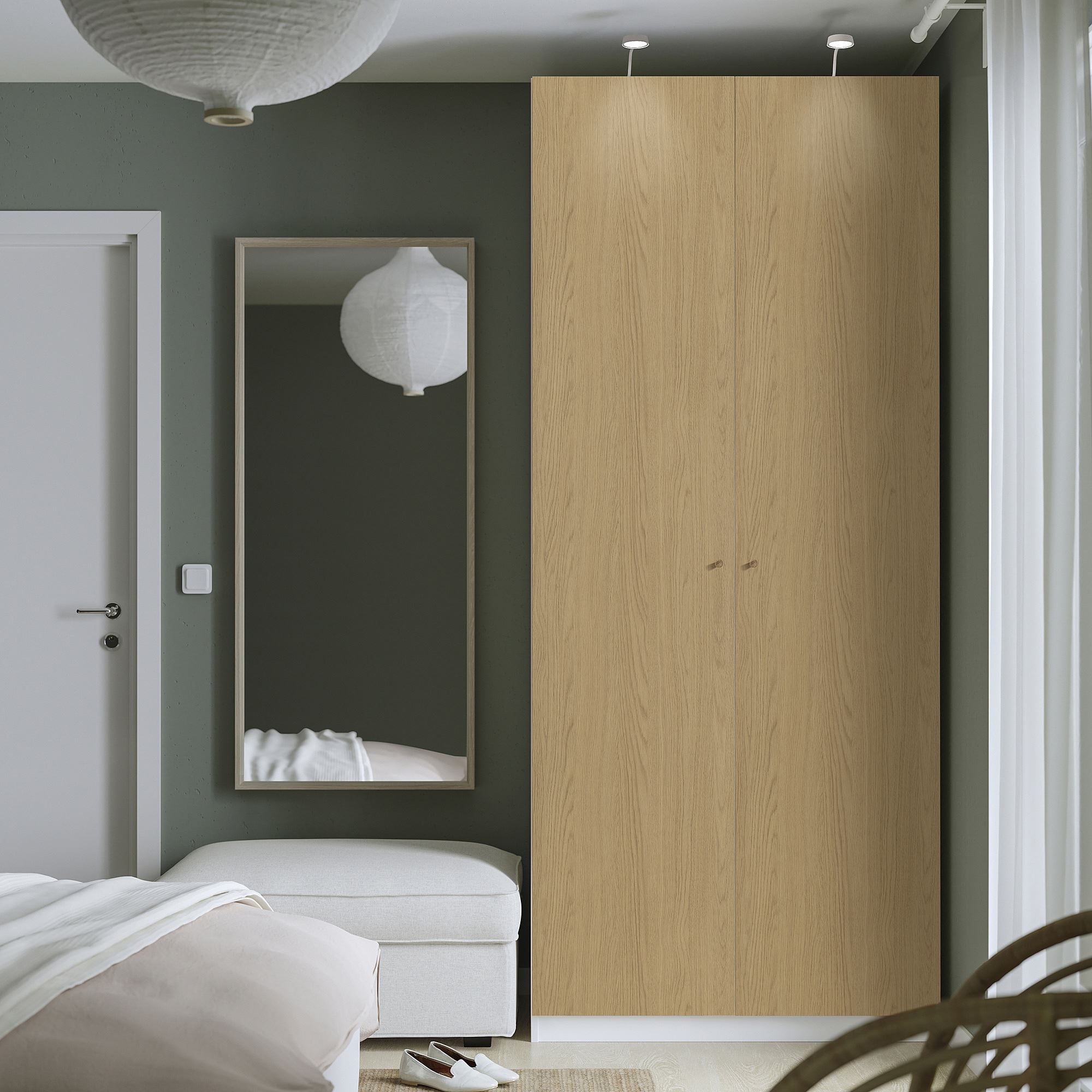 PAX/STORKLINTA beyaz-meşe görünümlü 100x60x236 cm PAX gardırop ...