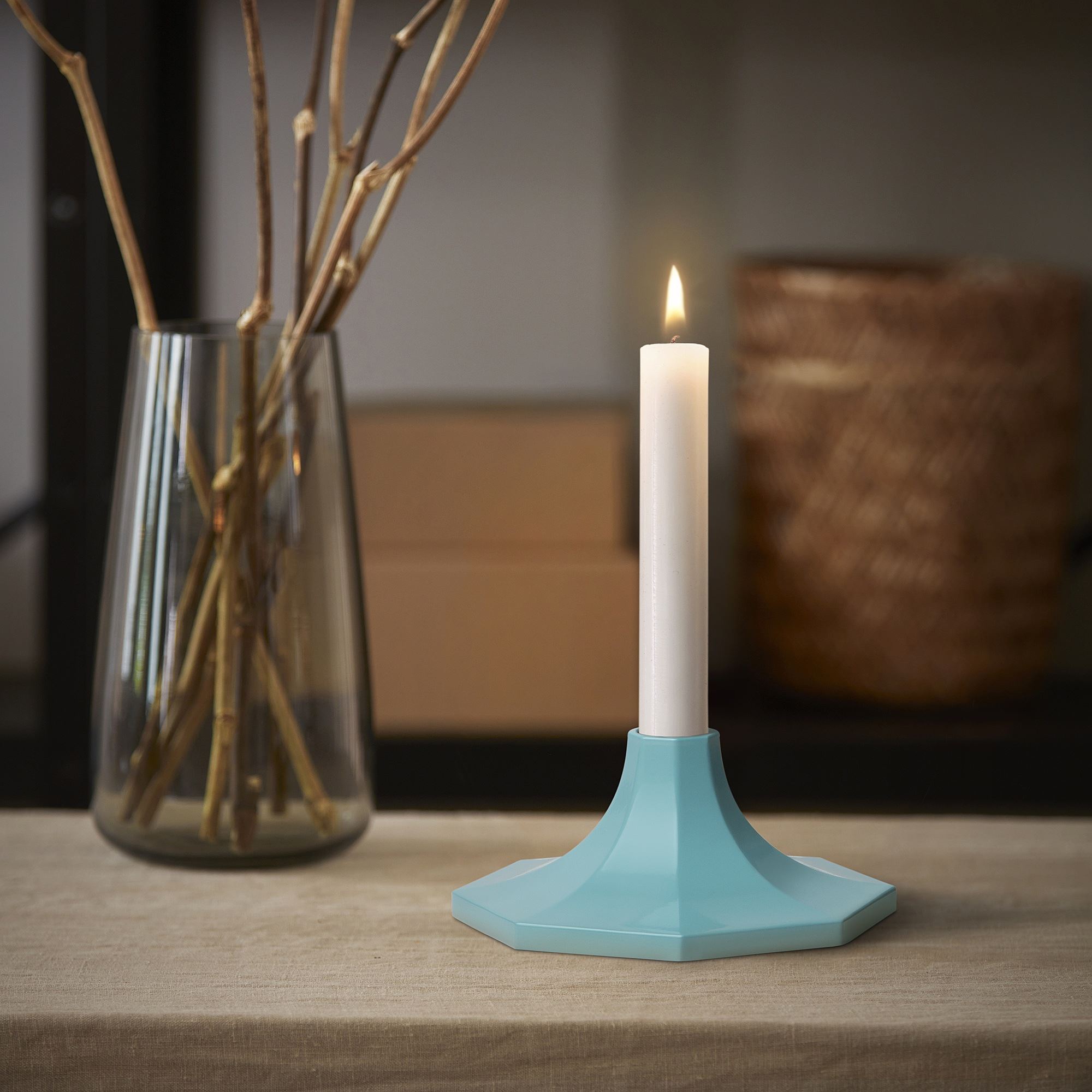 GOKVALLA blue 14x6 cm candlestick - 10592577 | IKEA