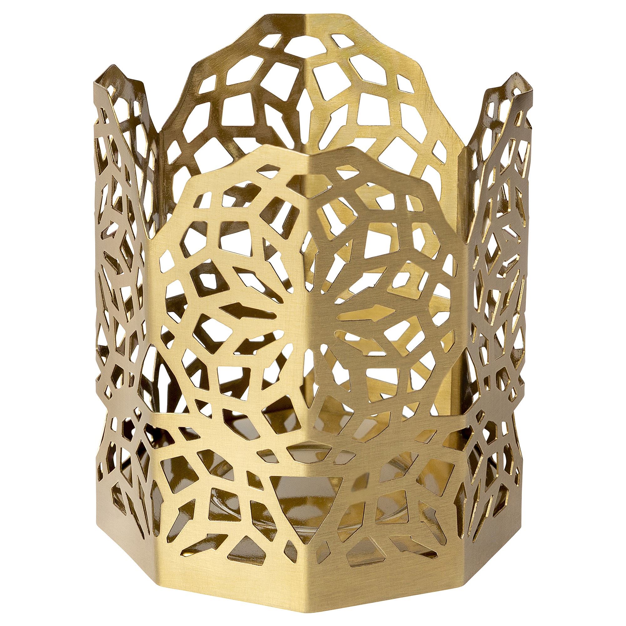 GOKVALLA golden colour 8x8x9 cm tealight holder - 80592574 | IKEA