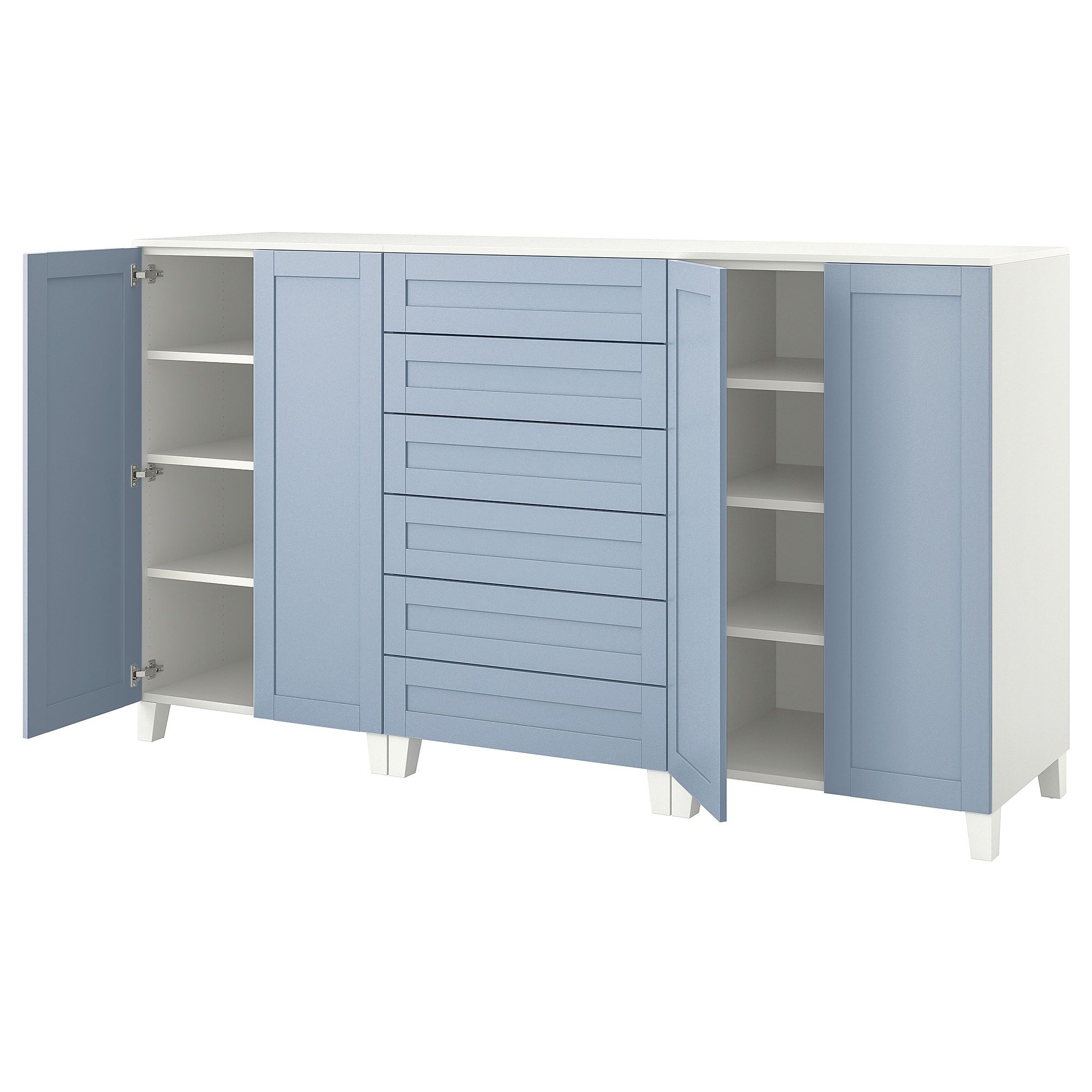 PLATSA/SANNIDAL white-blue 240x57x133 cm PLATSA wardrobe system ...