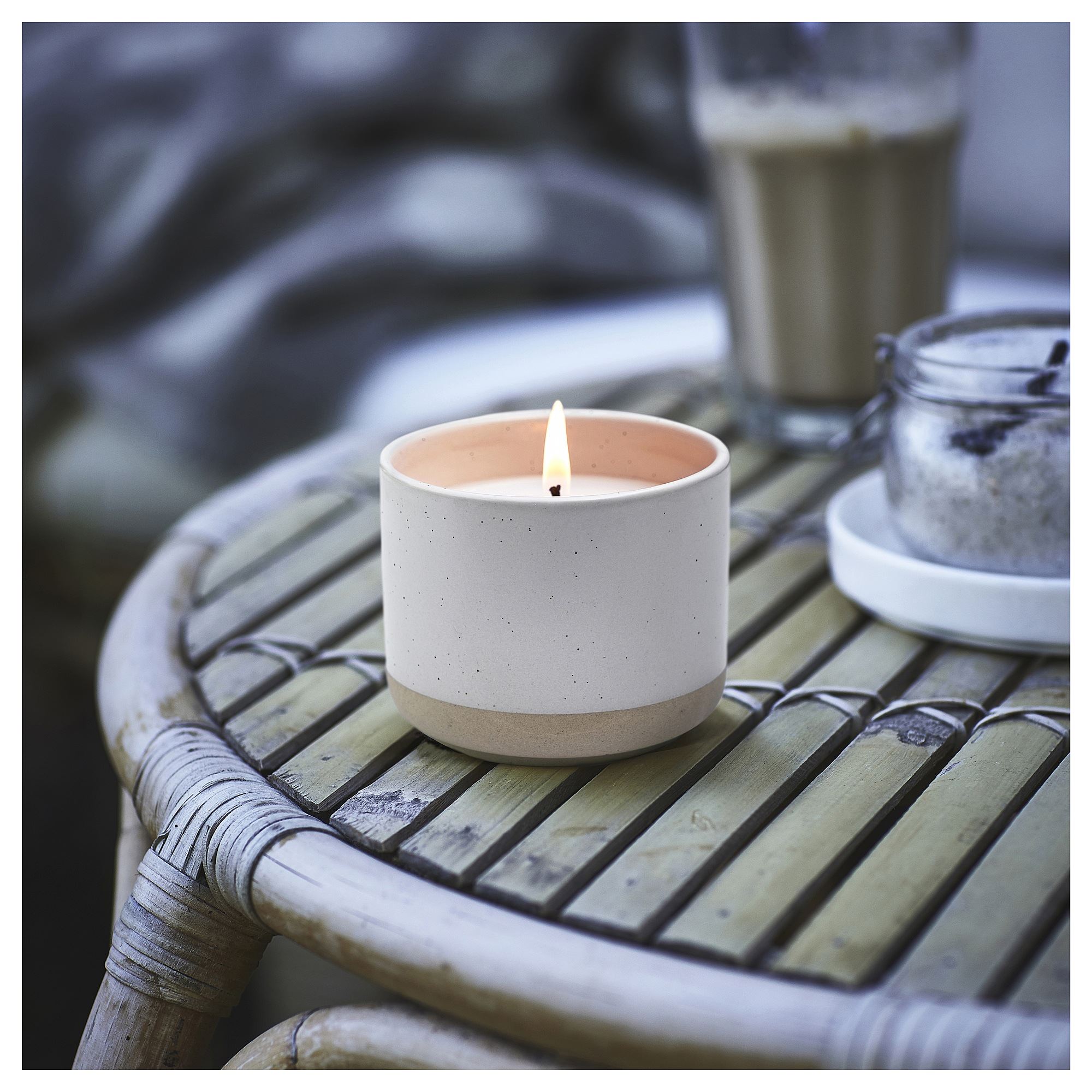 JAMLIK beyaz 25 saat seramik kapta kokulu mum - 80594304 | IKEA