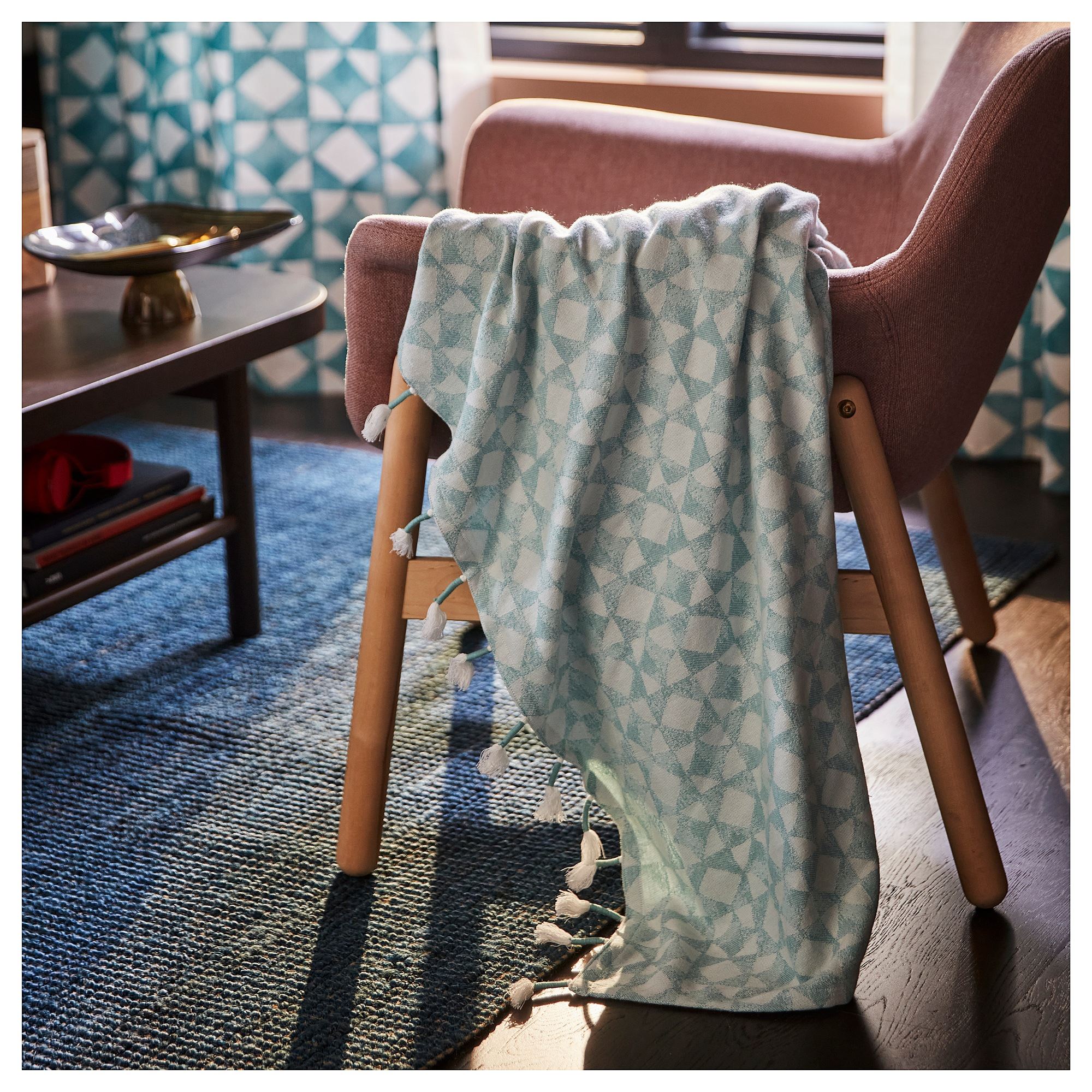 GOKVALLA blue 130x170 cm throw - 20592459 | IKEA