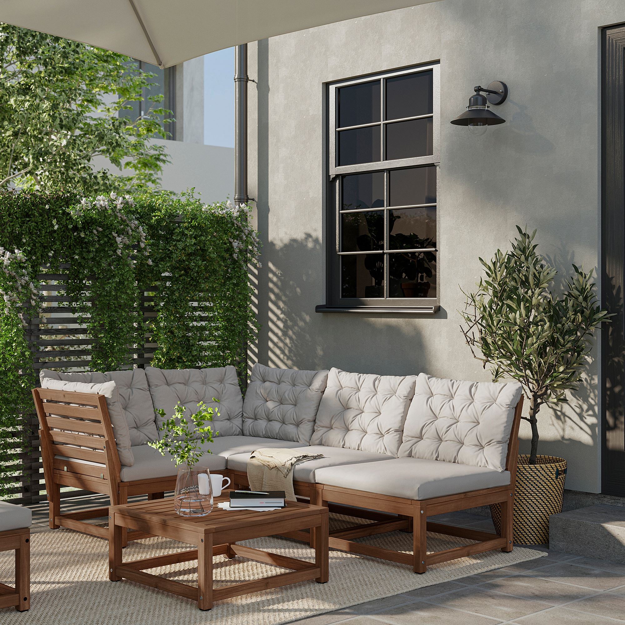 NAMMARÖ light brown 210 cm garden corner sofa set - 09575215 | IKEA