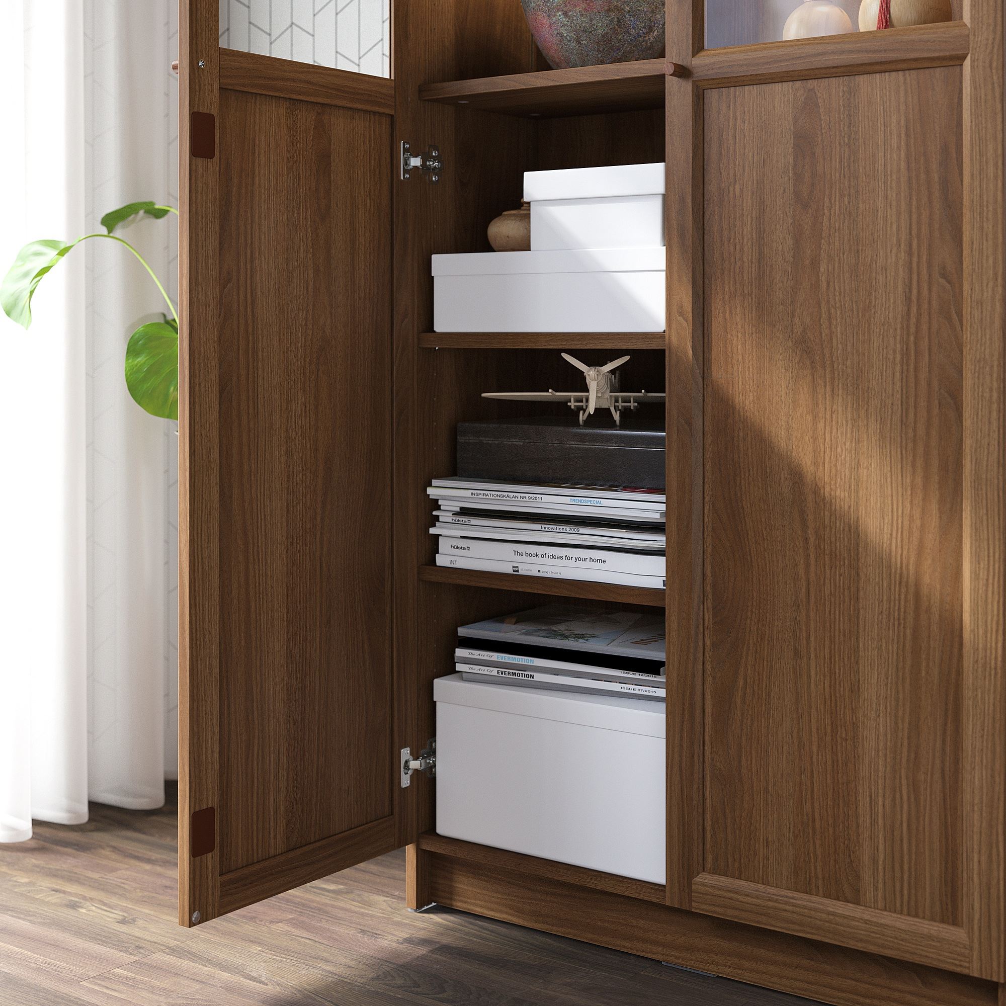 BILLY brown walnut effect 80x30x237 cm bookcase with glass door ...