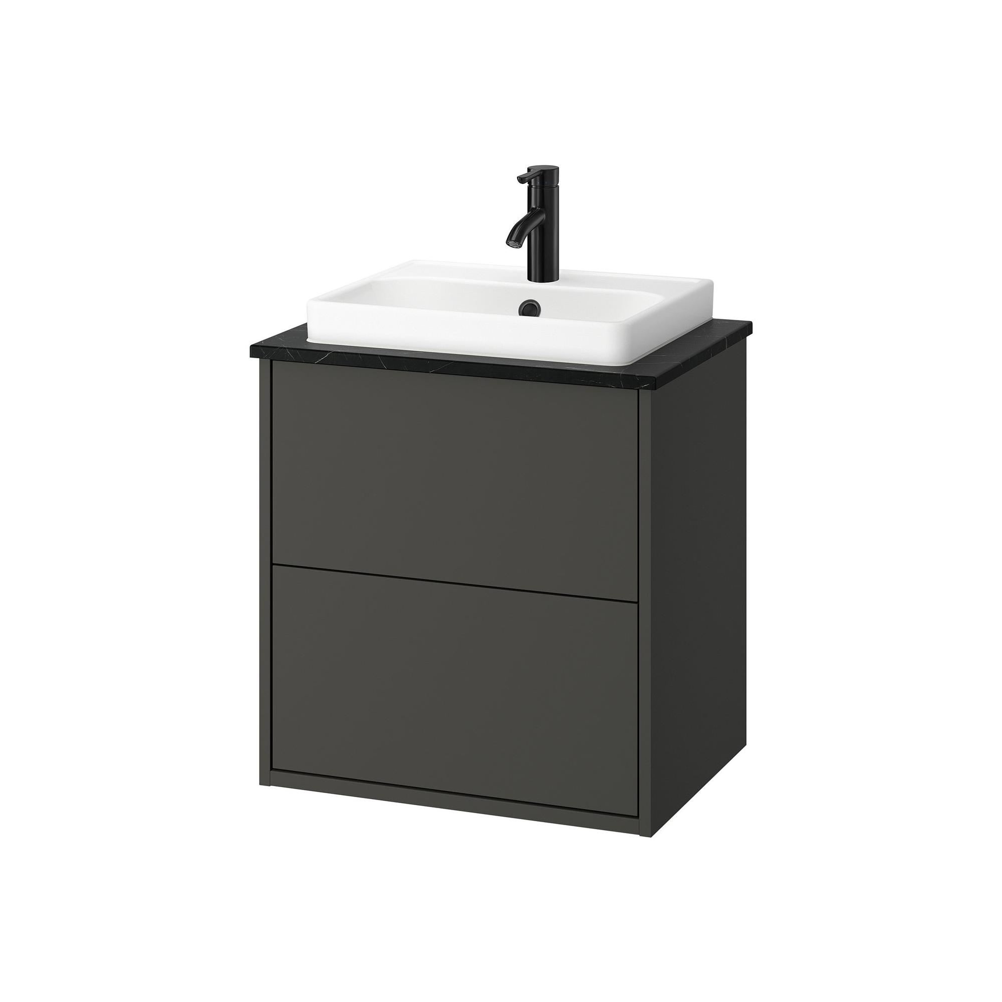 HAVBACK/TOLKEN/ORRSJÖN dark grey-black marble effect 62x49x71 cm wash ...