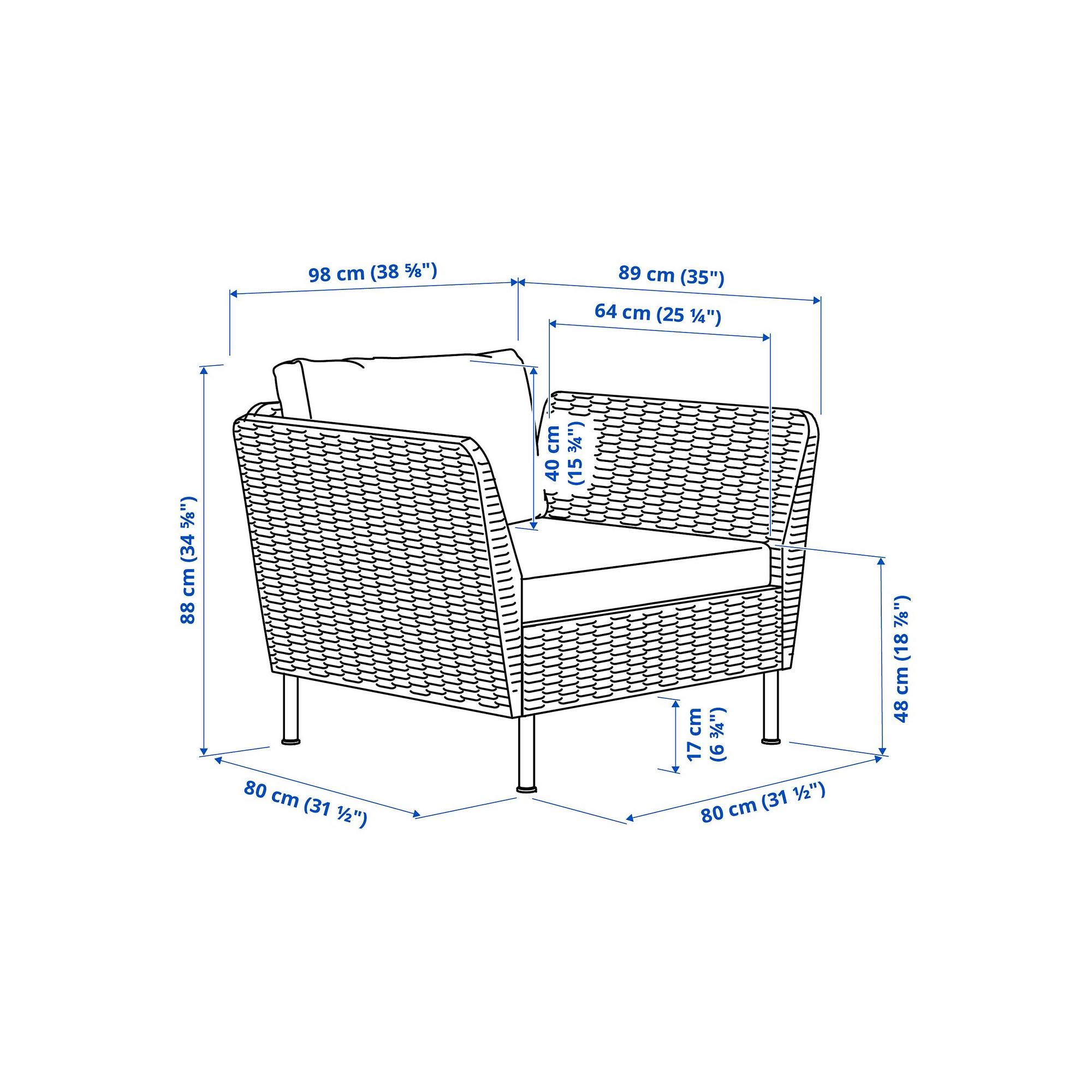 VITTSKAR koyu gri 98 cm tekli bahçe koltuğu - 09591036 | IKEA