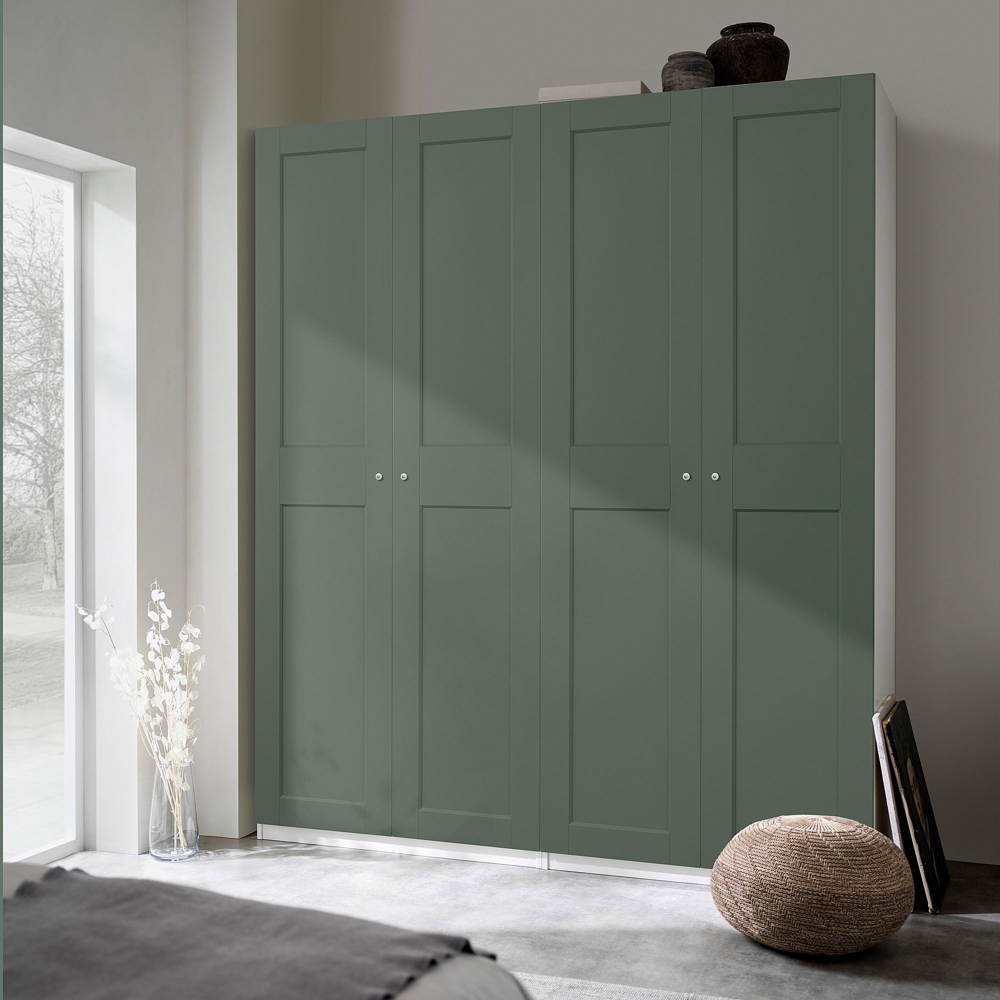 PAX/GRIMO white/grey/green 200x60x236 cm PAX wardrobe - 59579273 | IKEA