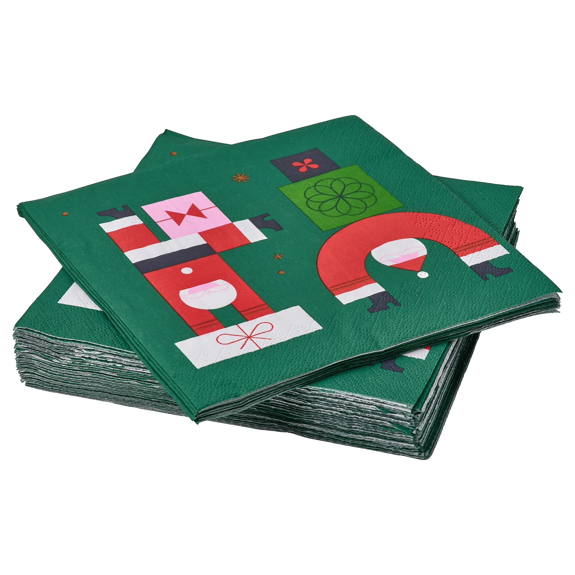 VINTERFINT Santa Claus-green 33x33 cm patterned napkin - 90603794 | IKEA
