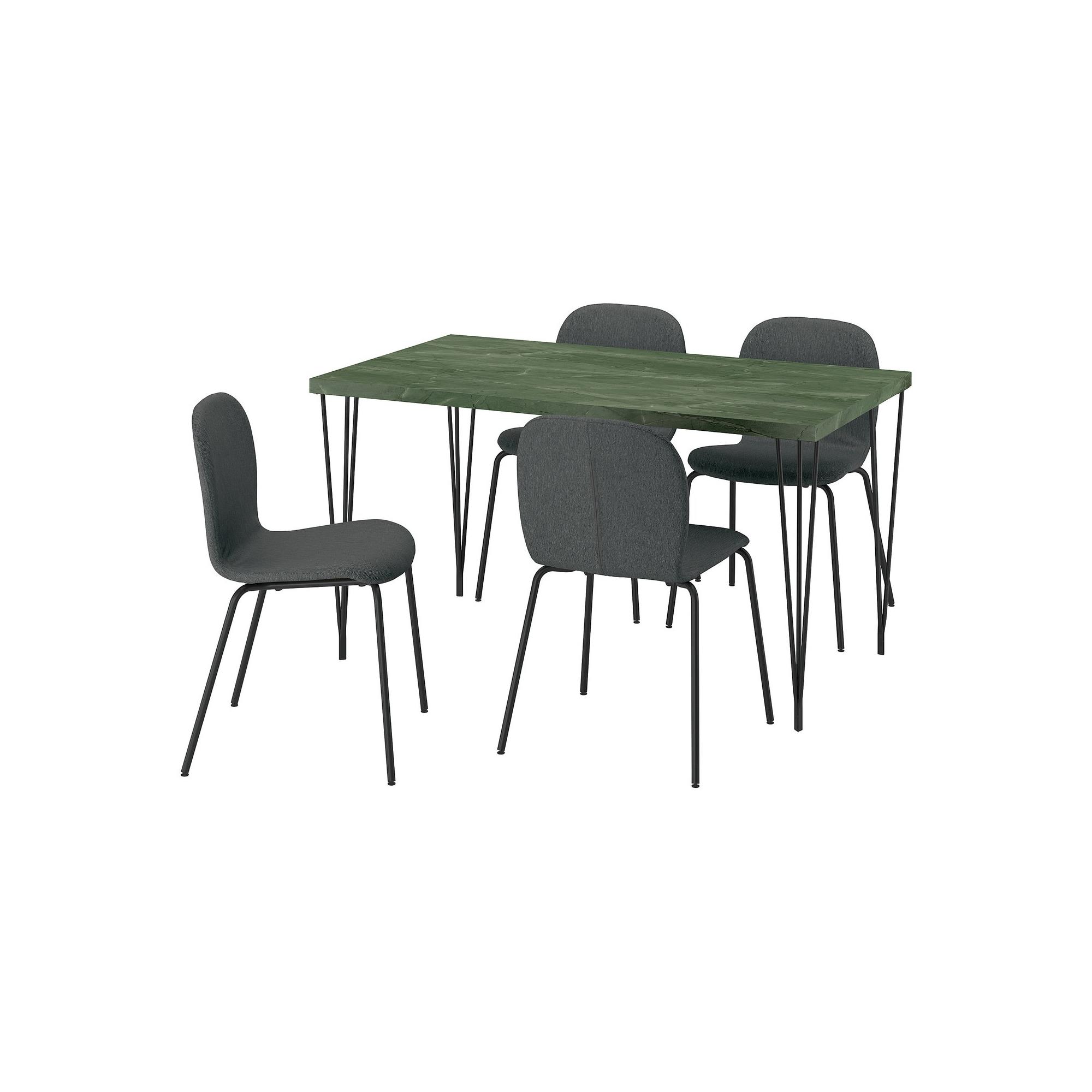 SKALSTA dark grey/green marble look/black/grey-knaback dark grey 4 ...