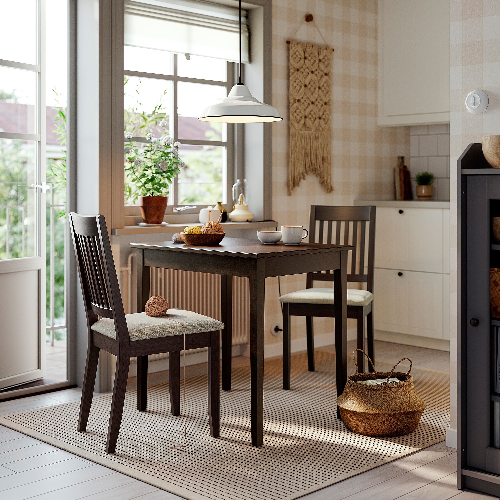 NASINGE dark brown stained-beech veneer seats 2 kitchen table ...