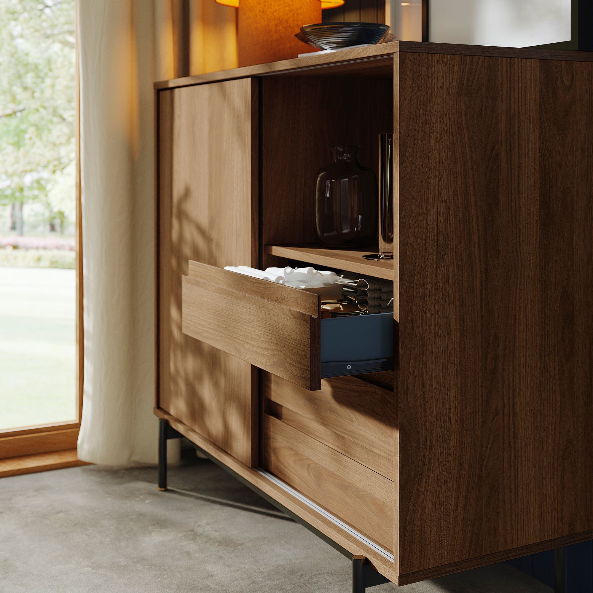 RADMANSÖ brown walnut effect 118x49x103 cm cabinet with doors ...
